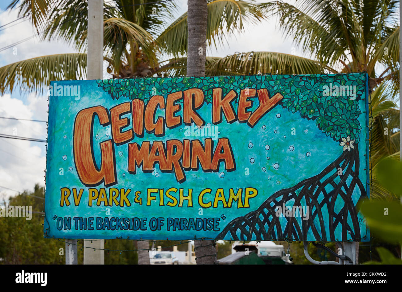 Sign for Geiger Key Marina Stock Photo - Alamy