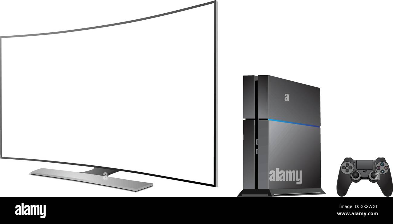 Console with TV Stock Vector Image & Art - Alamy
