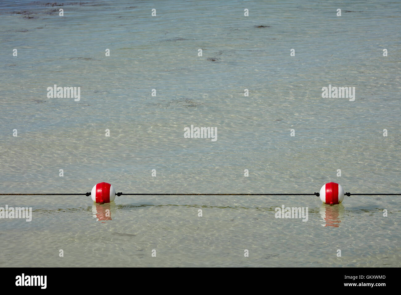 Marker buoys in shallow water at Bahia Honda State Park, Florida Stock ...