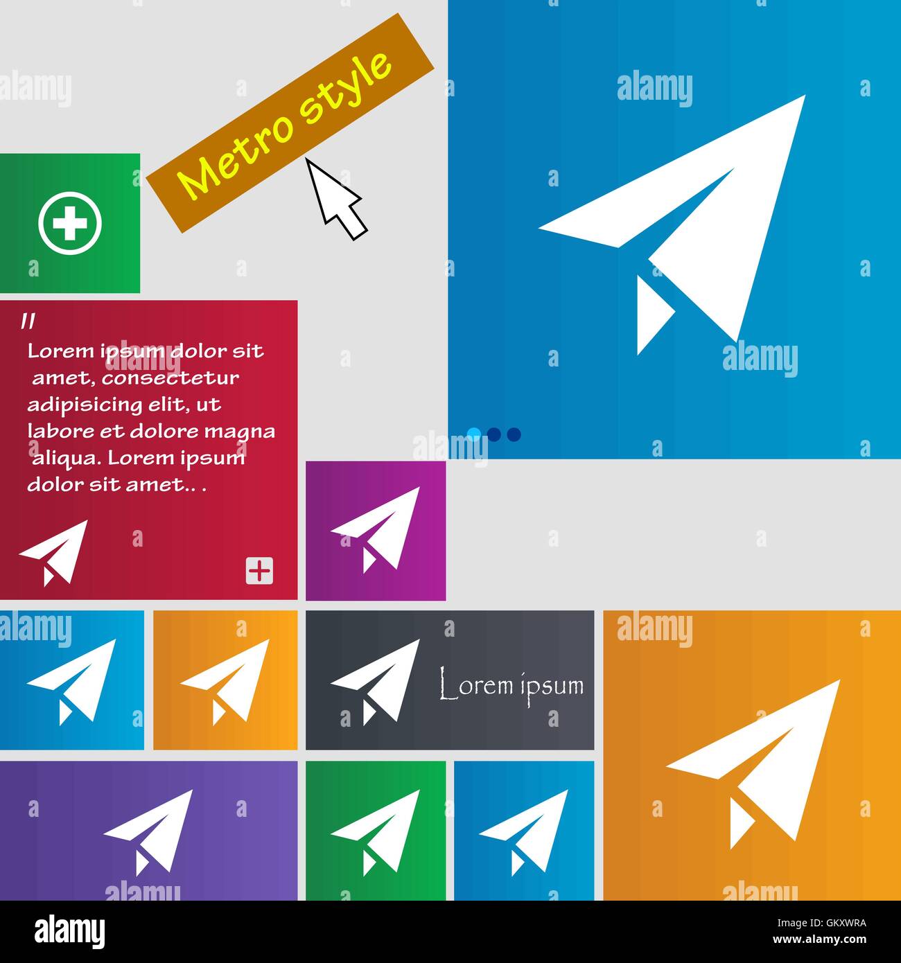 Paper airplane icon sign. buttons. Modern interface website buttons with cursor pointer. Vector ...
