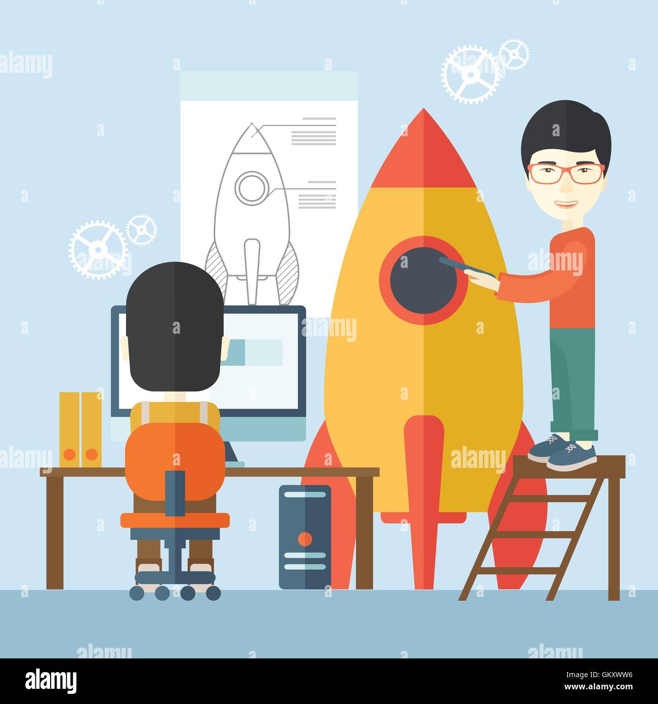 Launching business project men hi-res stock photography and images - Alamy