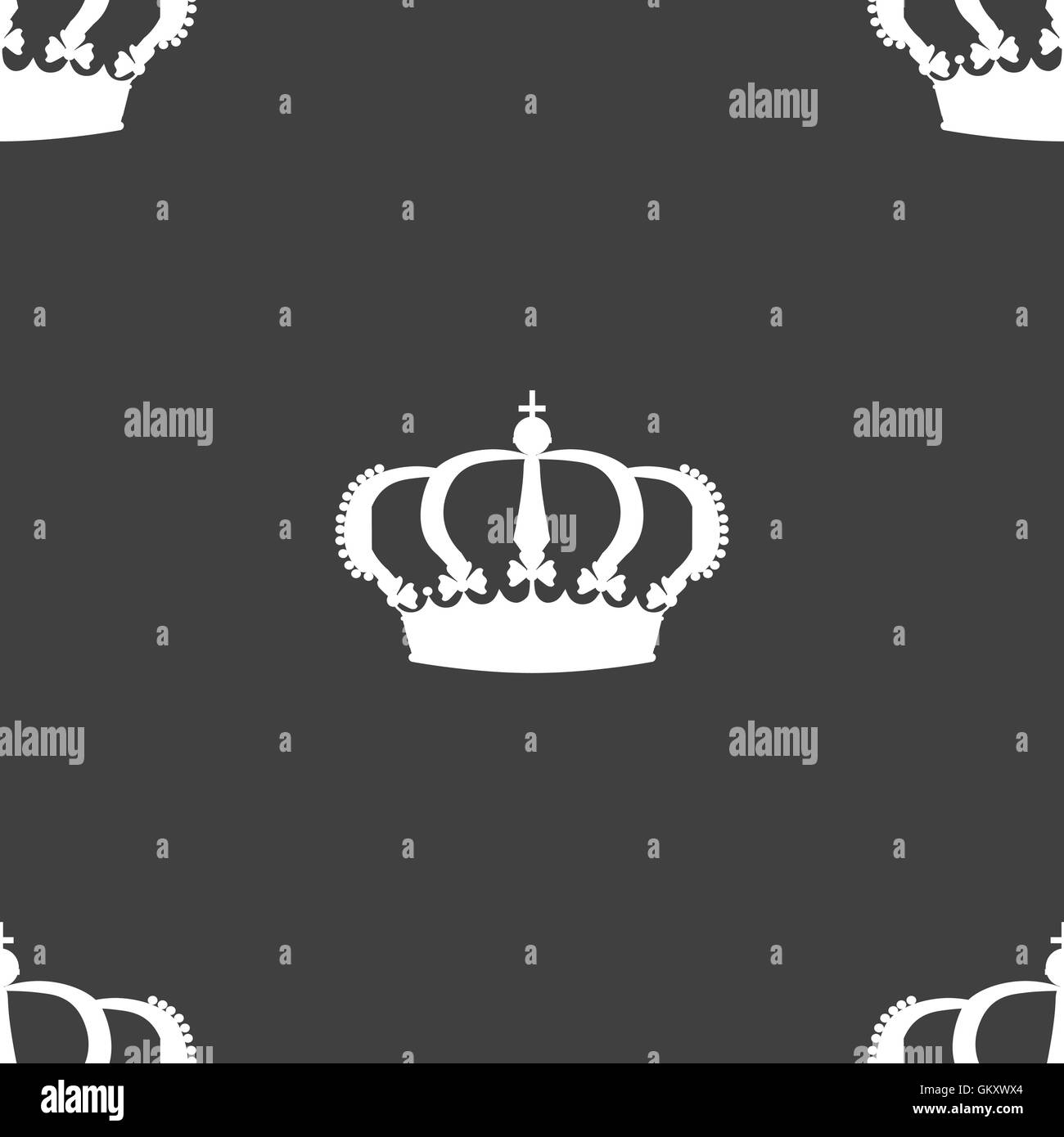 Crown icon sign. Seamless pattern on a gray background. Vector Stock ...