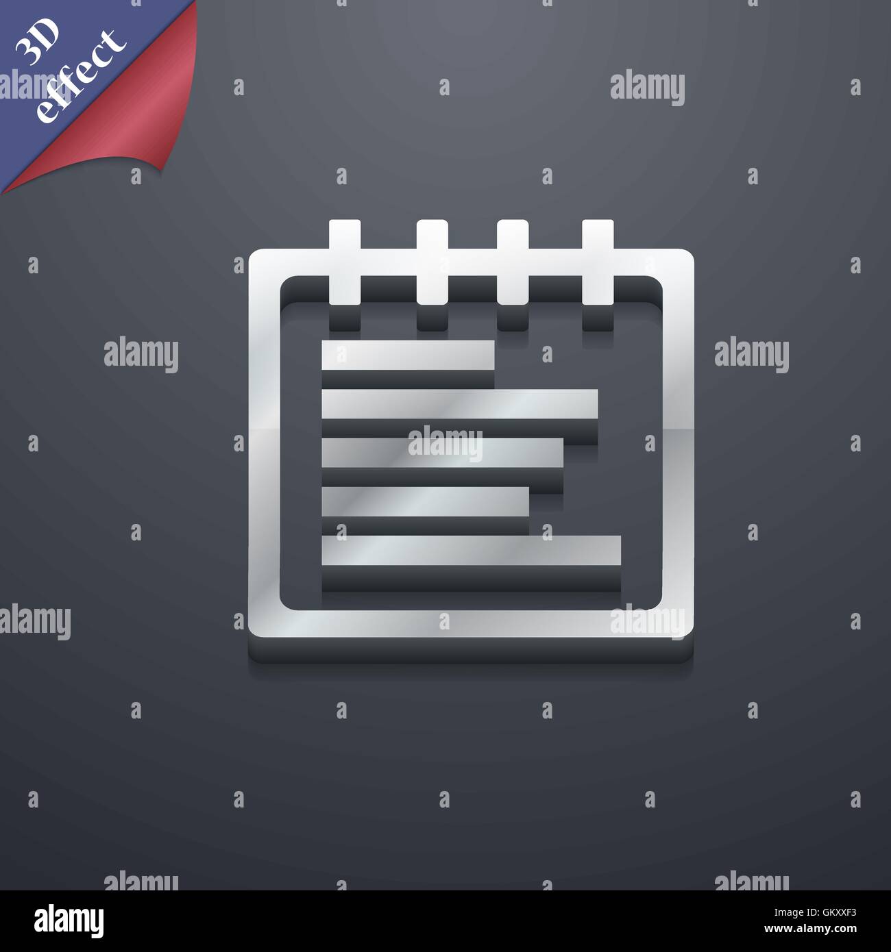 Notepad icon symbol. 3D style. Trendy, modern design with space for ...