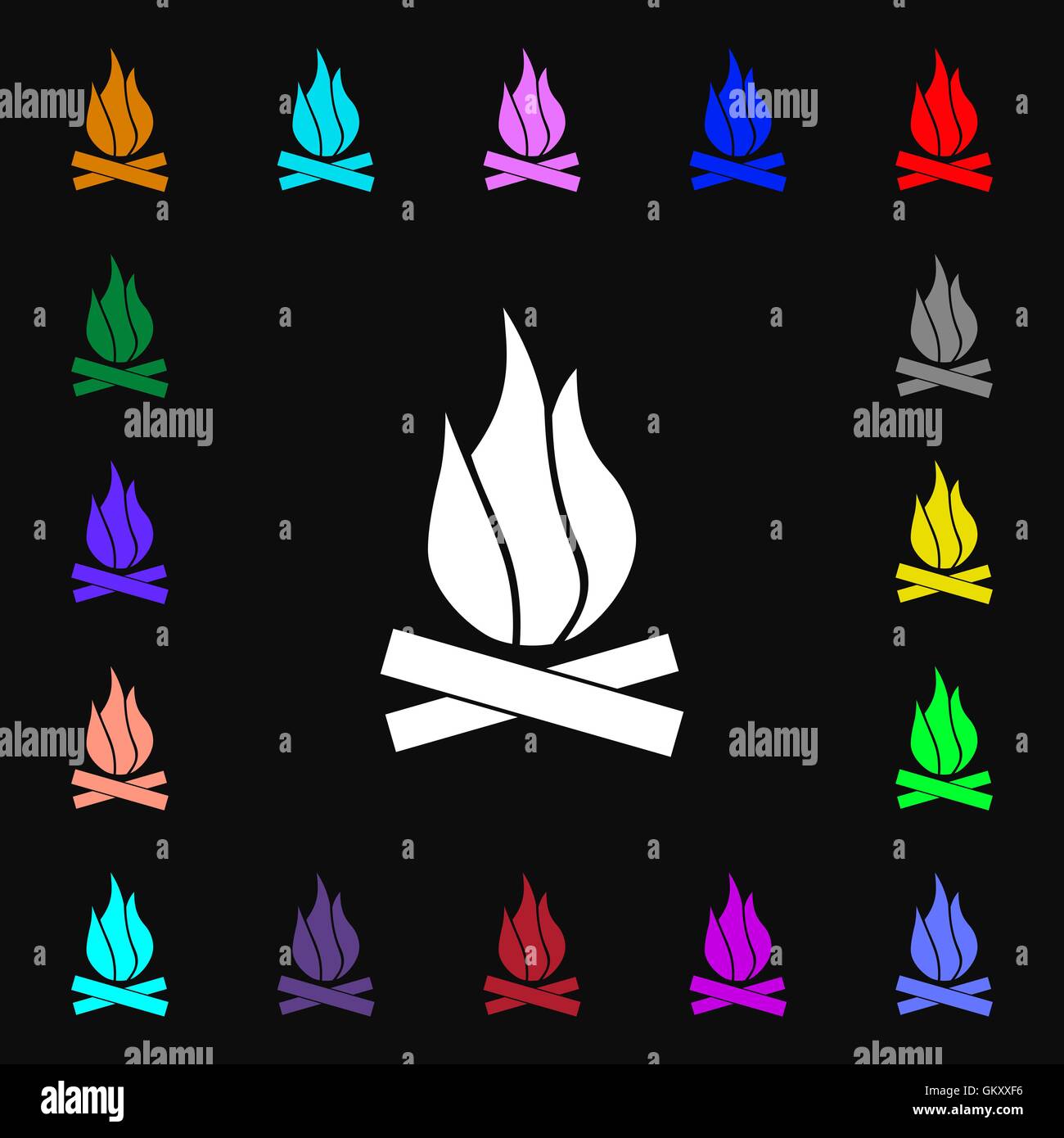 A fire iconi sign. Lots of colorful symbols for your design. Vector ...