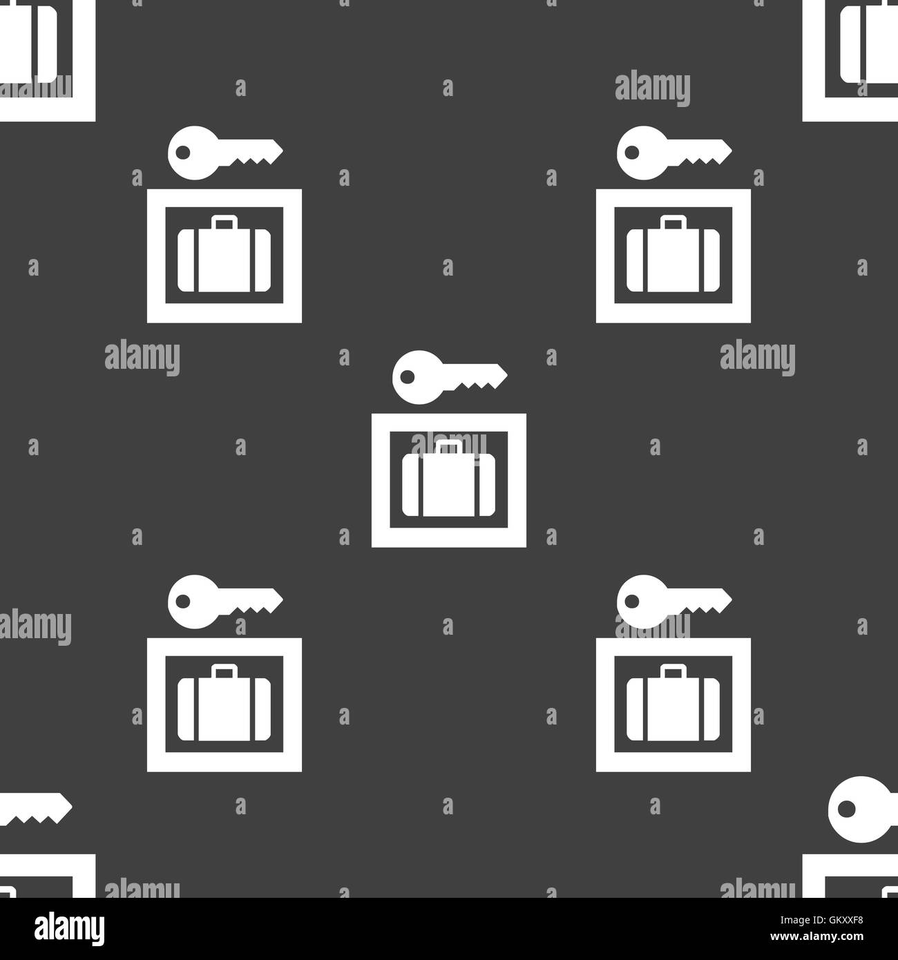 Luggage Storage icon sign. Seamless pattern on a gray background ...