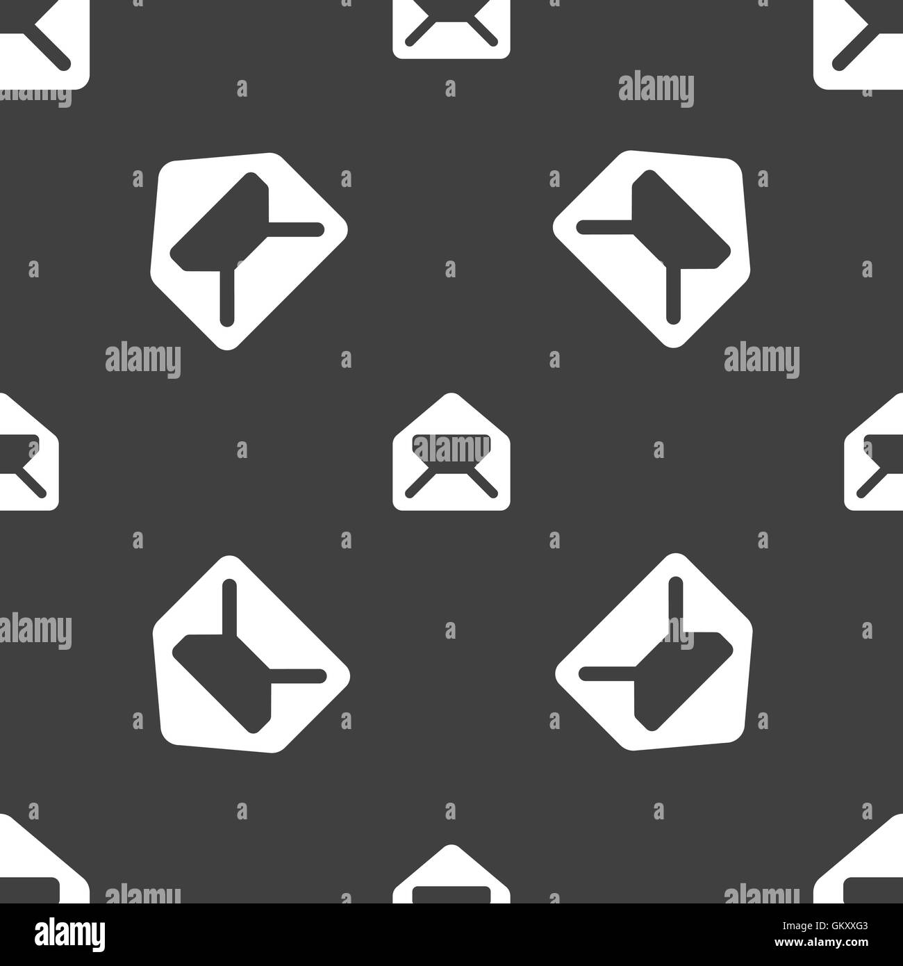 Mail, envelope, letter icon sign. Seamless pattern on a gray background ...