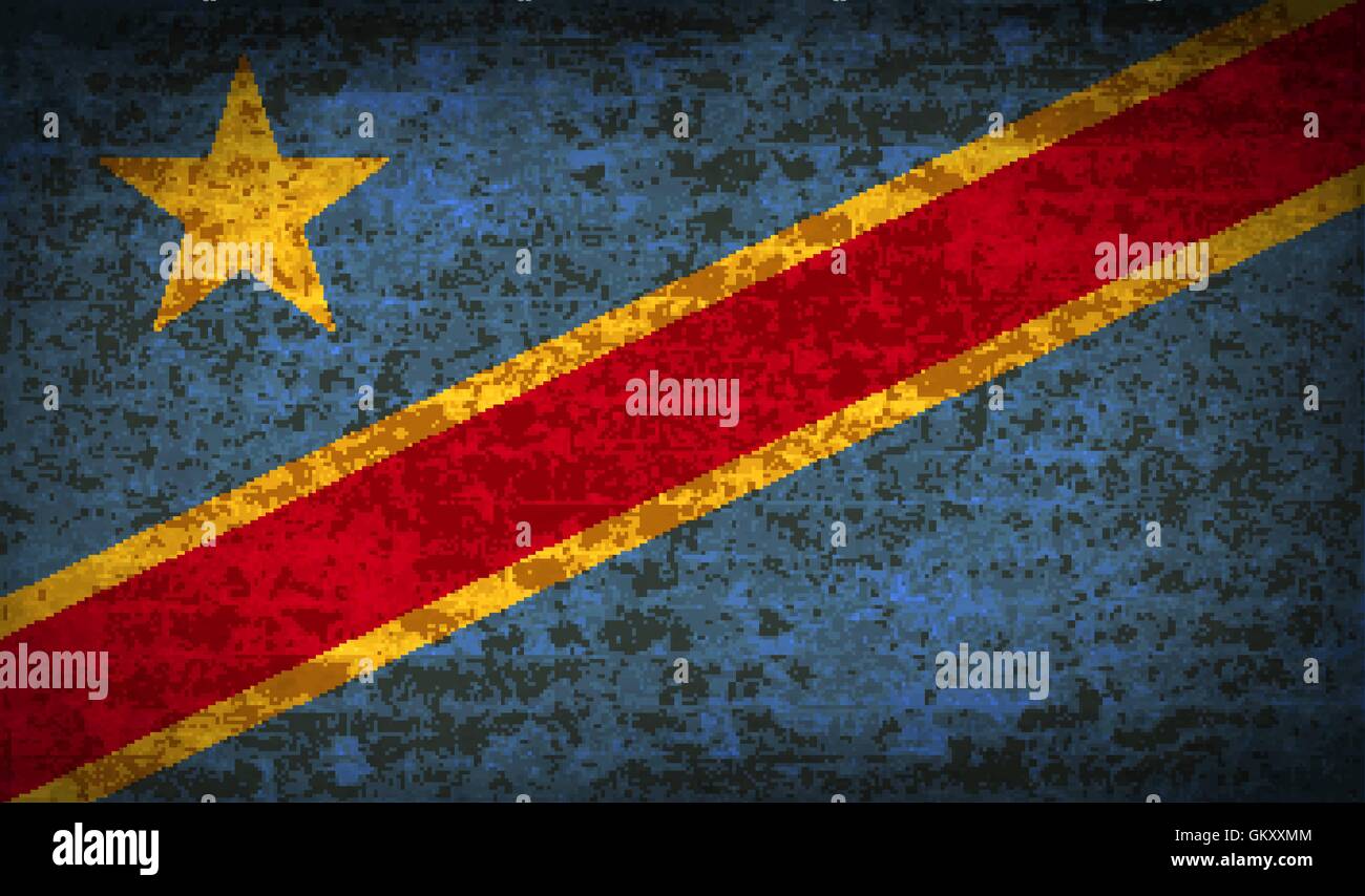 Flags Congo Democratic Republic with dirty paper texture. Vector Stock ...