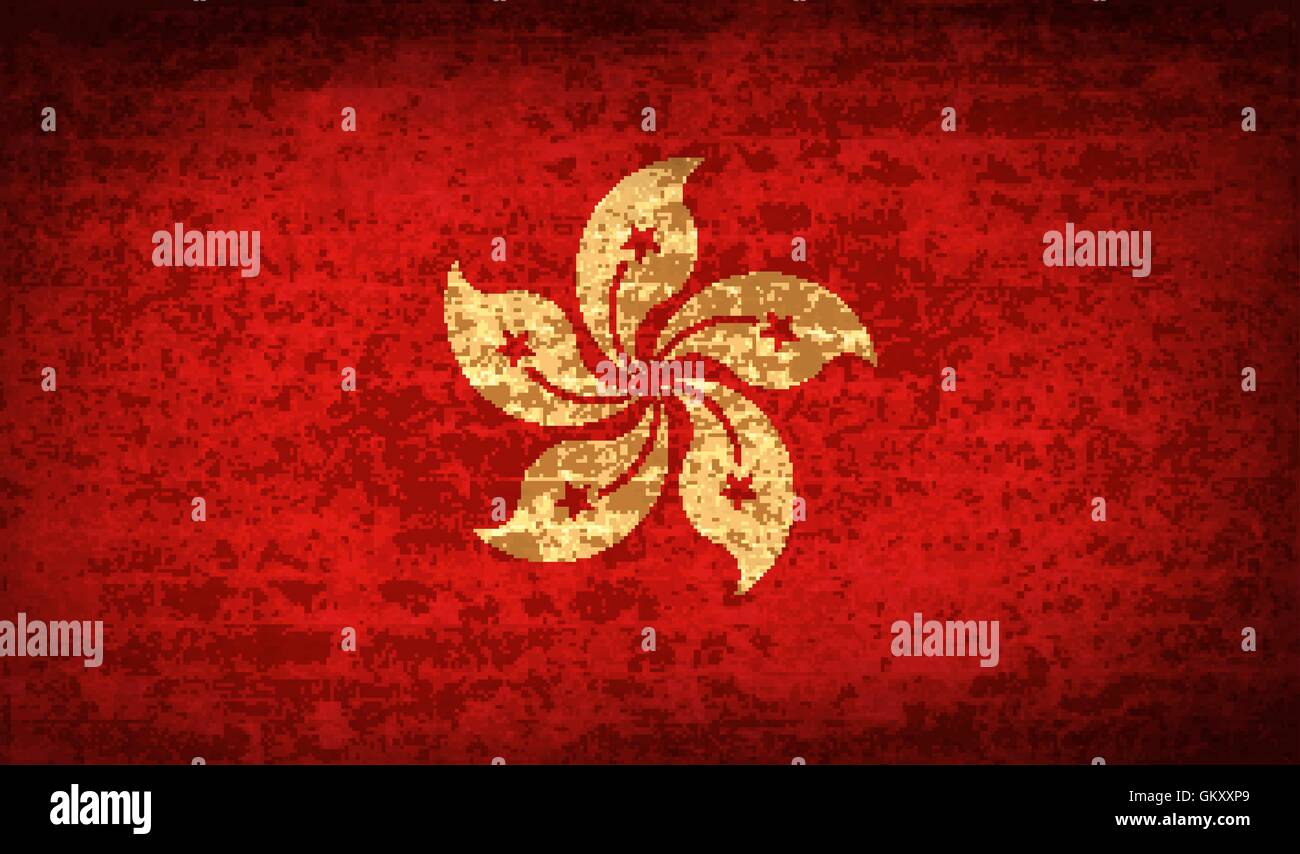 Flags Hong Kong with dirty paper texture. Vector Stock Vector Image ...