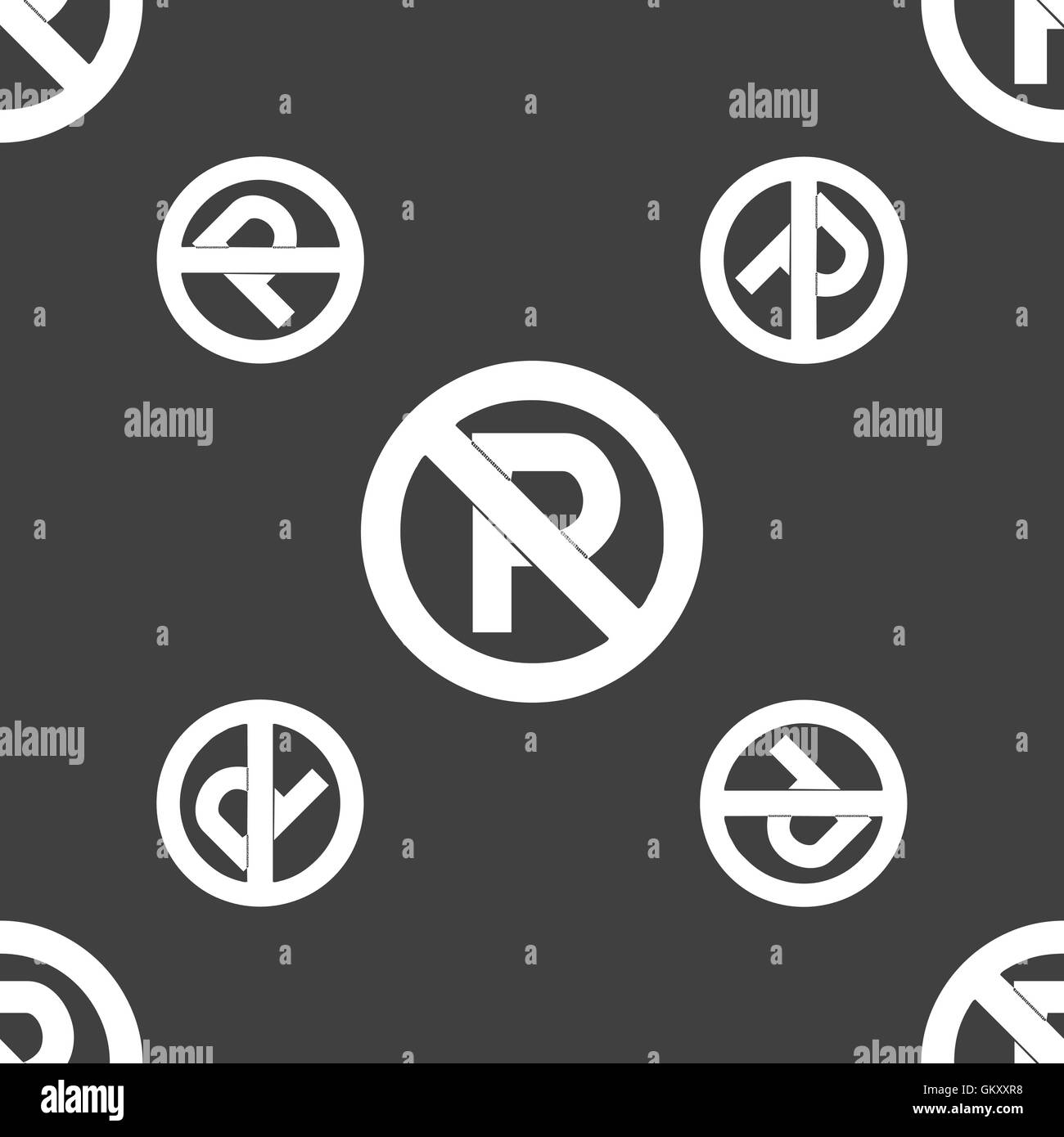 No parking icon sign. Seamless pattern on a gray background. Vector ...