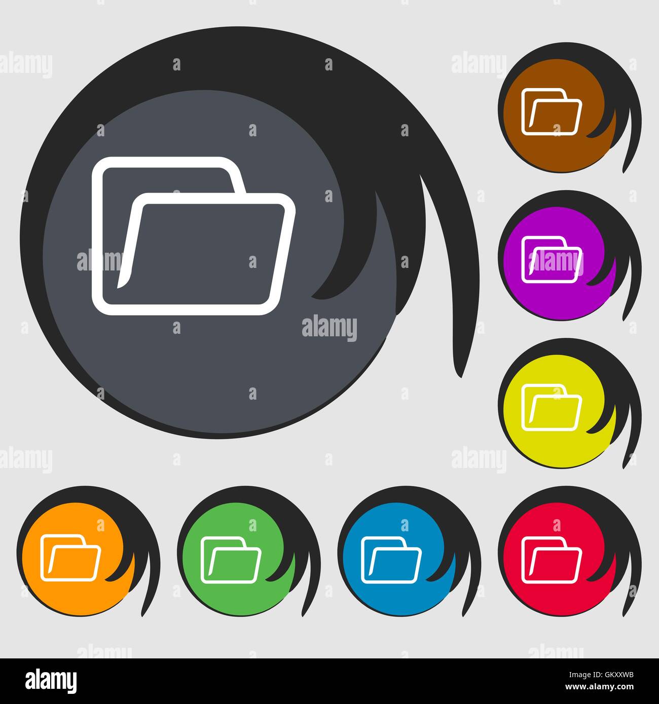 Folder icon sign. Symbol on eight colored buttons. Vector Stock Vector ...