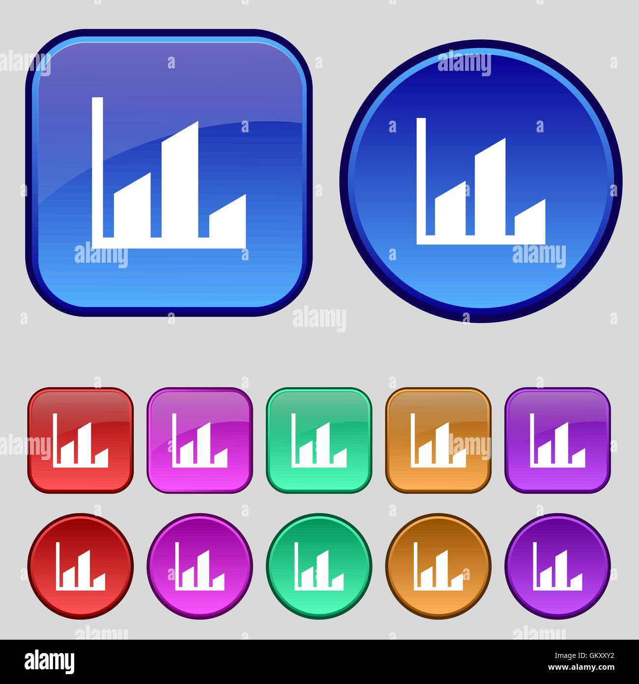 Chart icon sign. A set of twelve vintage buttons for your design ...