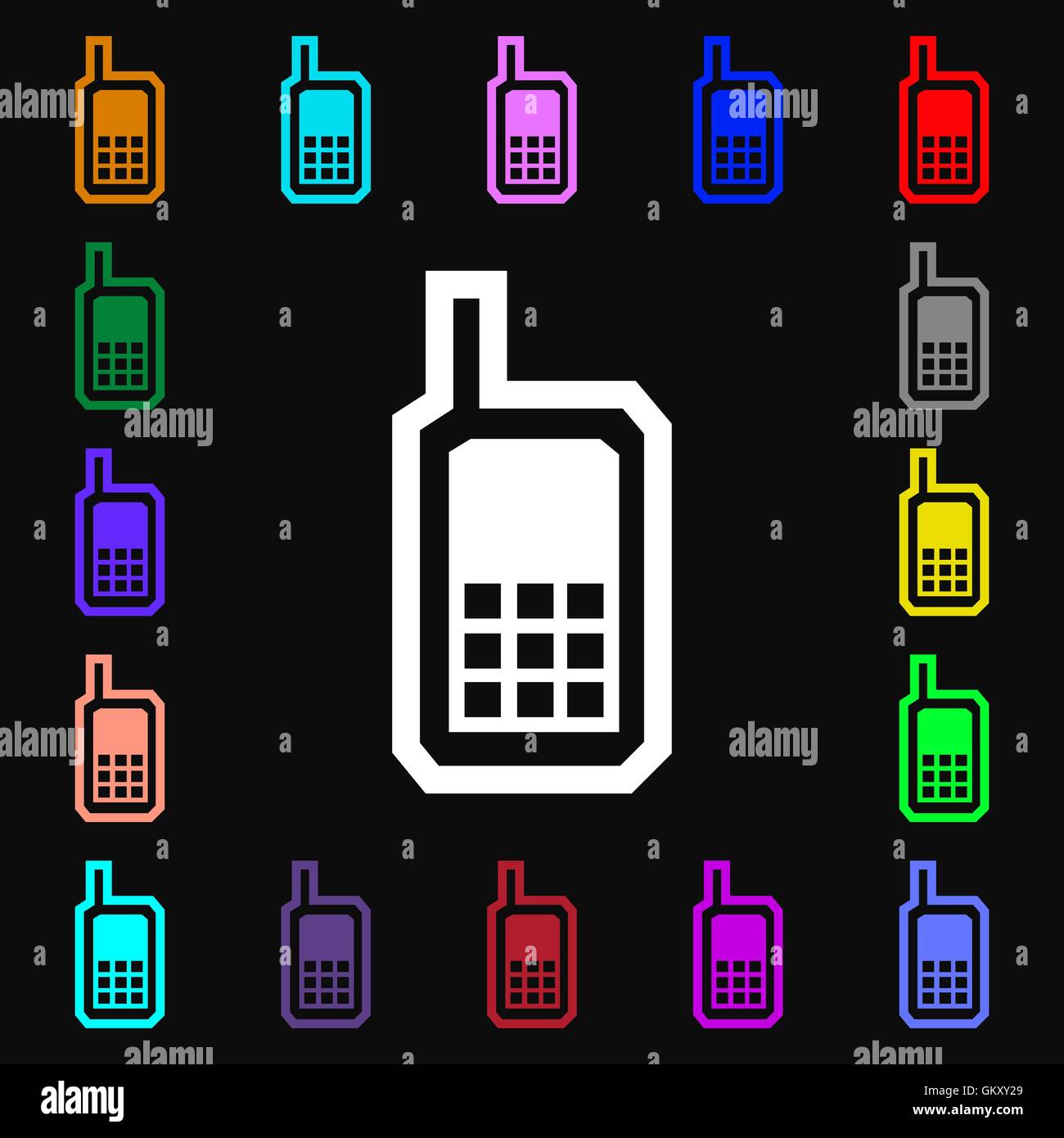 Mobile phone icon sign. Lots of colorful symbols for your design ...
