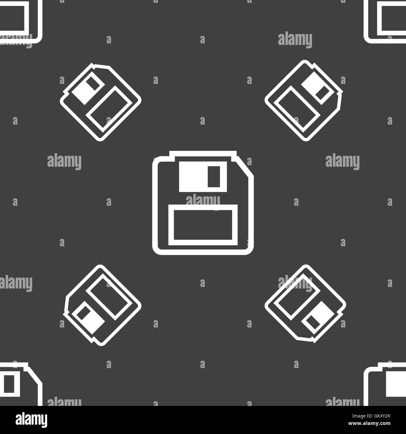 floppy disk icon sign. Seamless pattern on a gray background. Vector ...