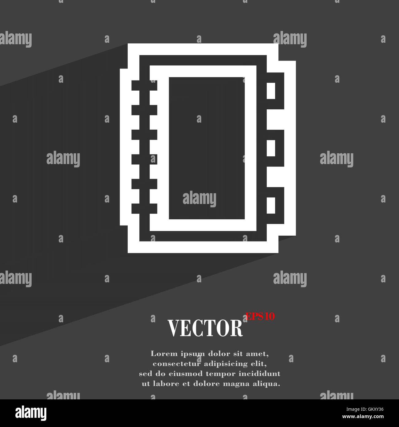 Book icon symbol Flat modern web design with long shadow and space for ...