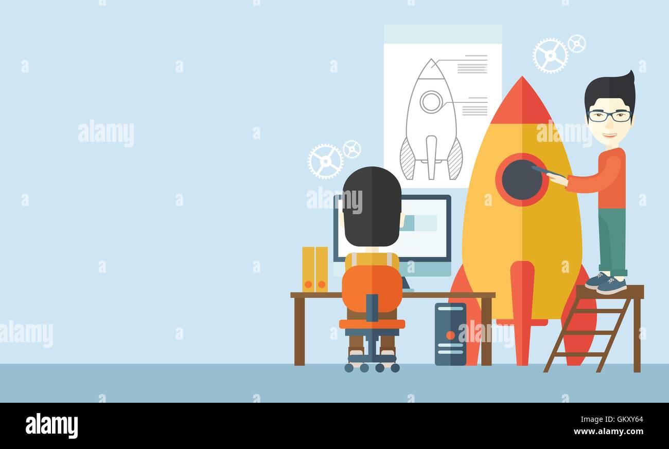 Launching business strategy rocket Stock Vector Images - Alamy