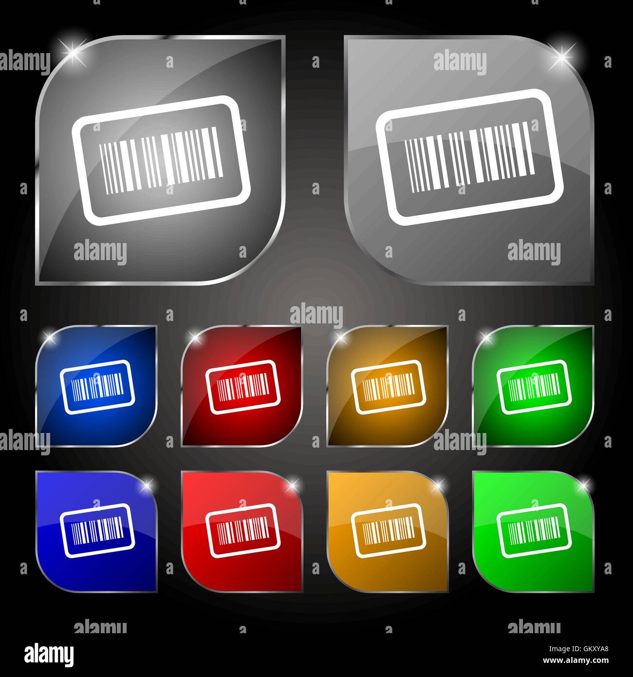 Barcode icon sign. Set of ten colorful buttons with glare. Vector Stock ...