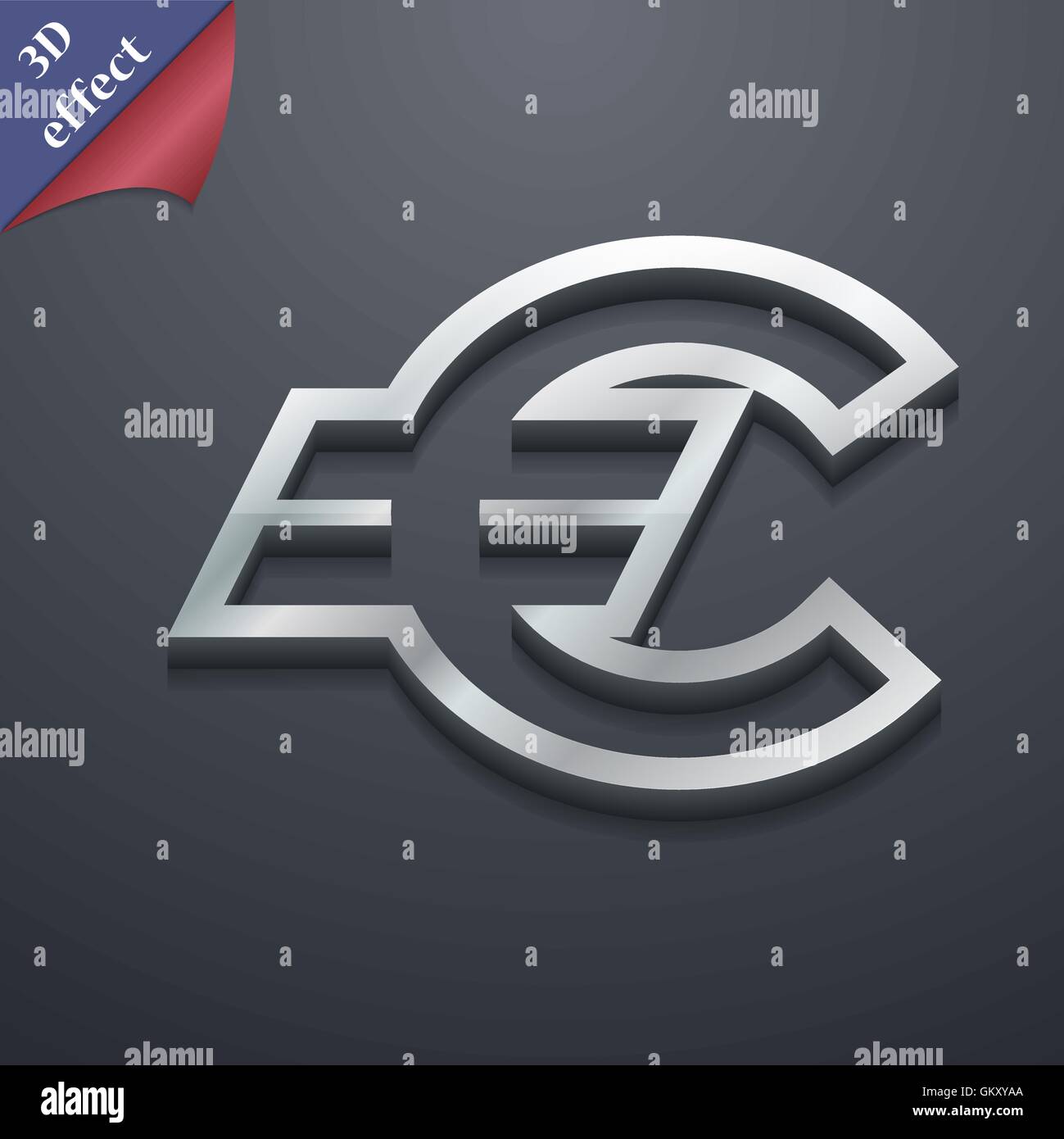 Euro EUR icon symbol. 3D style. Trendy, modern design with space for ...