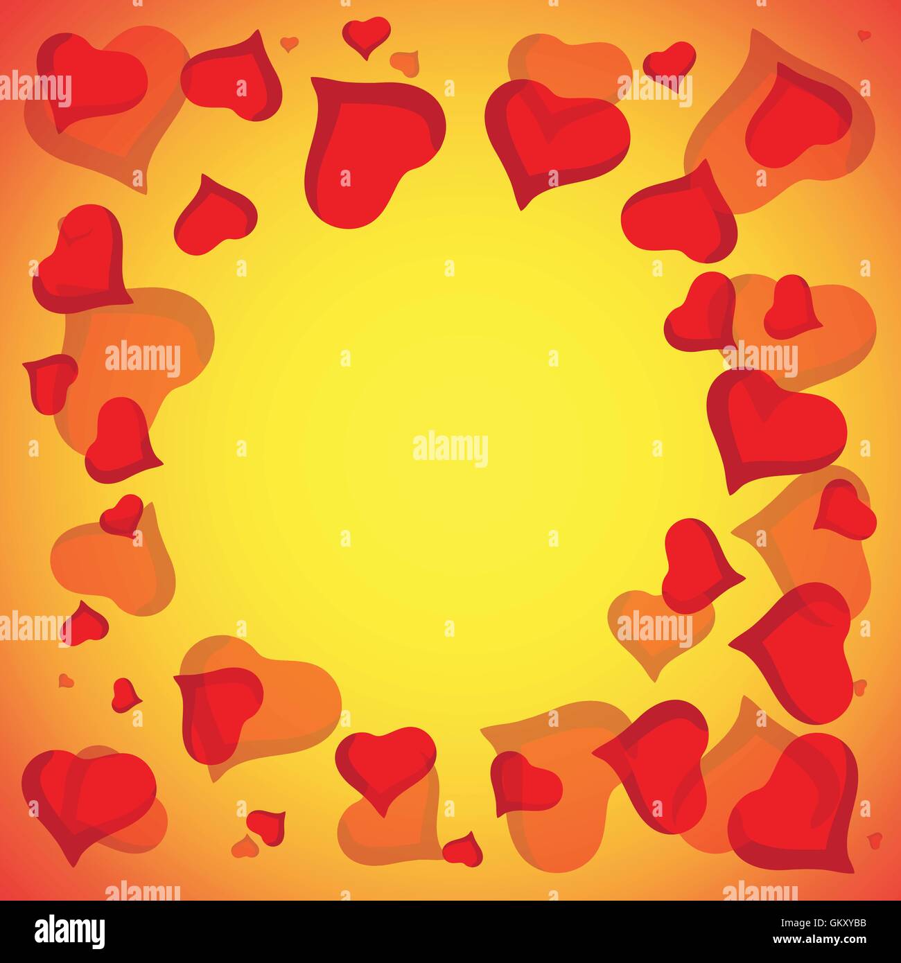 Abstract Vector Love Background Full Of Hearts Valentines Day Frame For Card With Copyspace