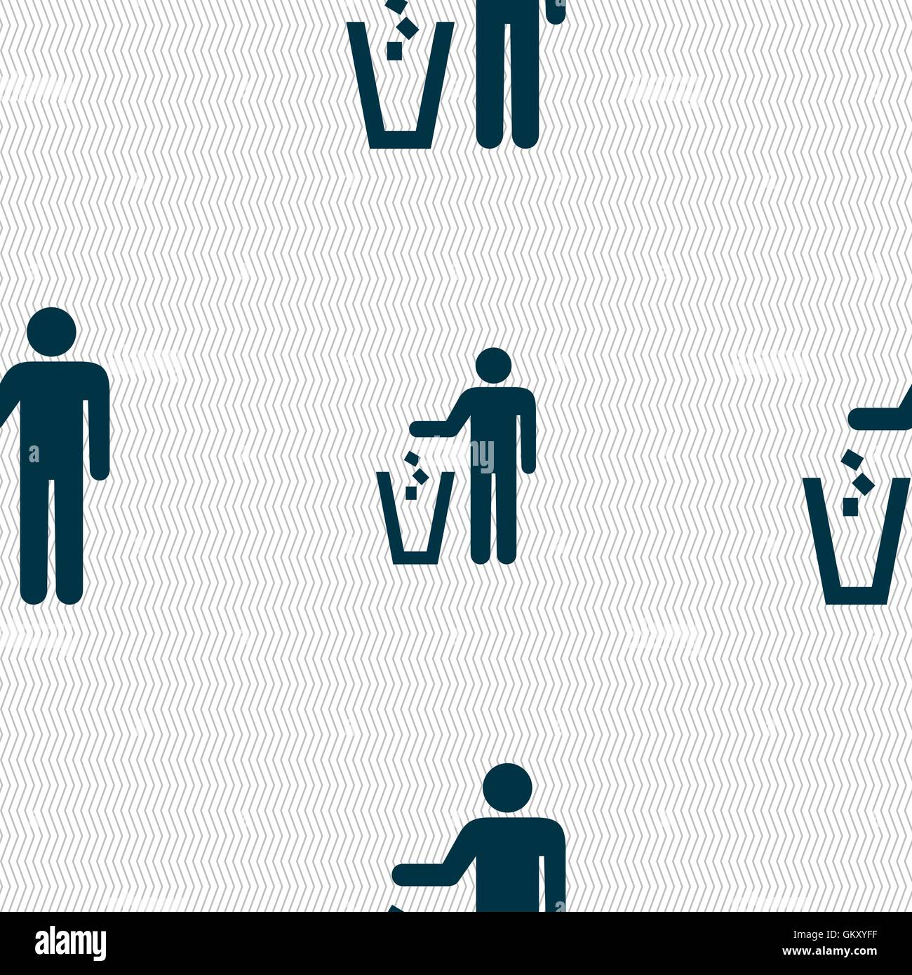 throw away the trash icon sign. Seamless pattern with geometric texture ...