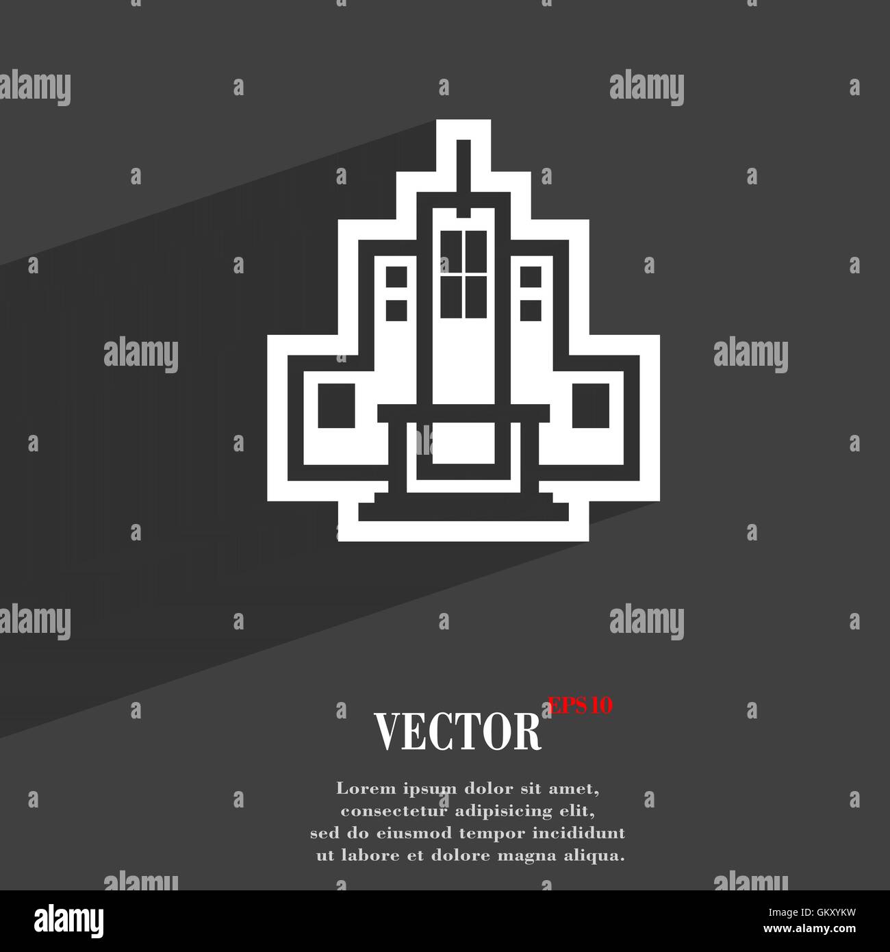 skyscraper icon symbol Flat modern web design with long shadow and ...