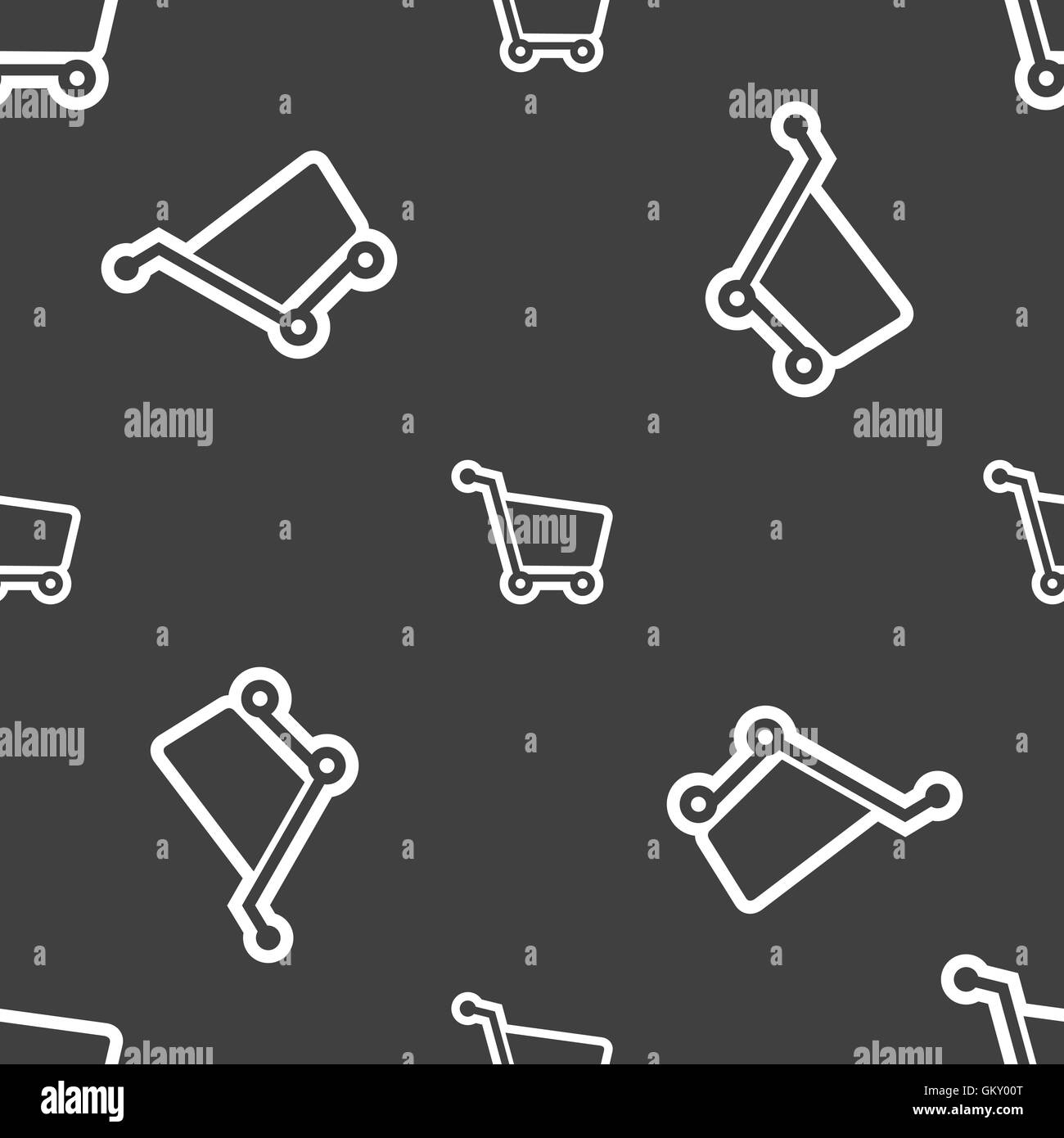 Shopping cart icon sign. Seamless pattern on a gray background. Vector ...