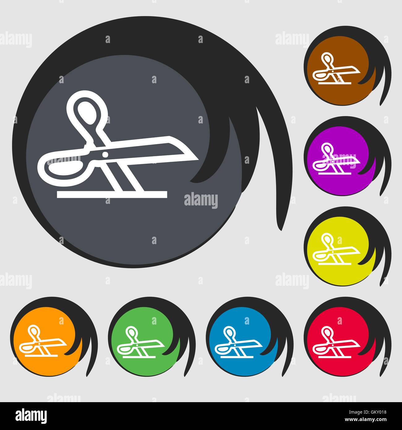 scissors icon sign. Symbol on eight colored buttons. Vector Stock ...