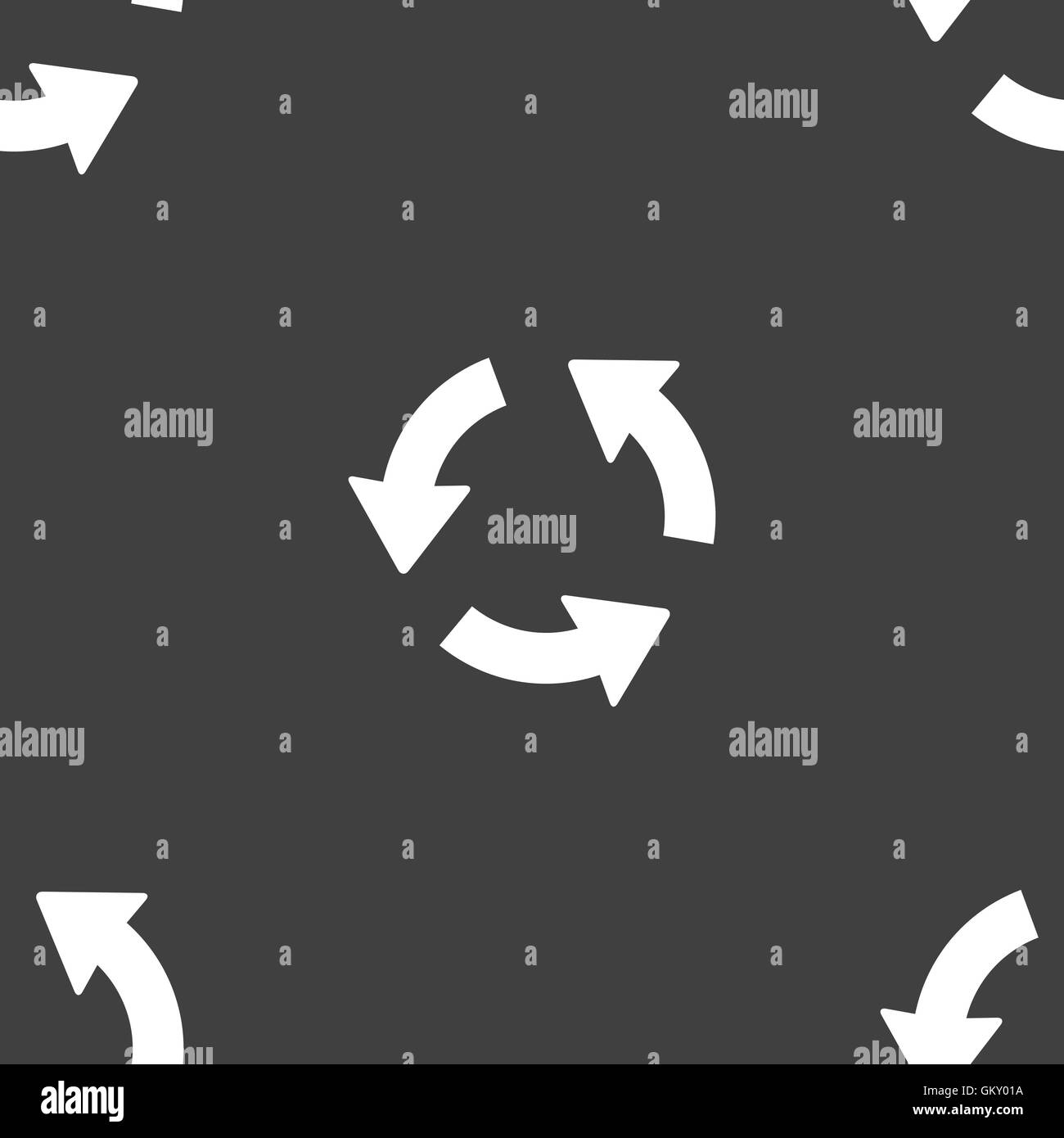 Refresh icon sign. Seamless pattern on a gray background. Vector Stock ...