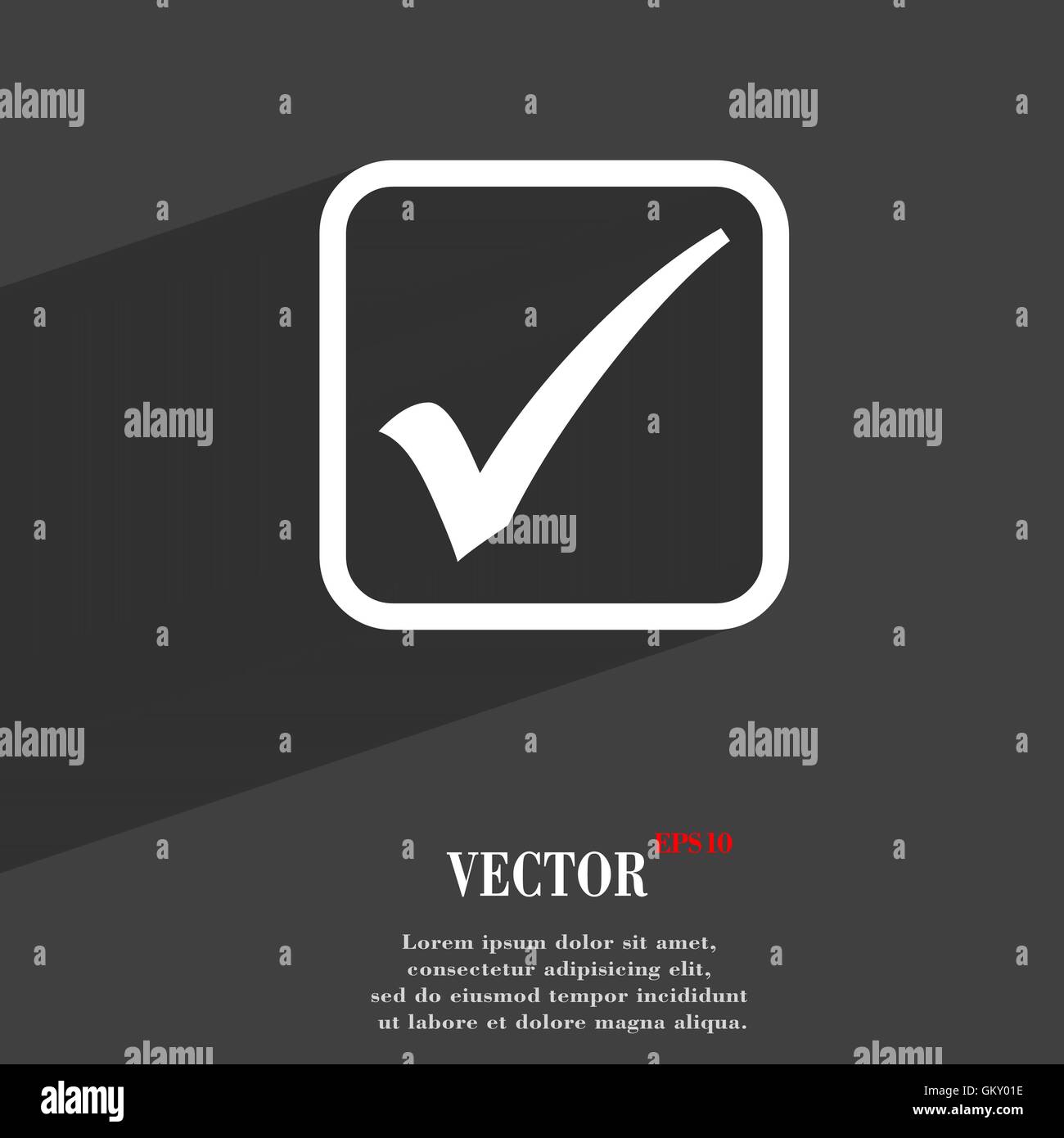 A check mark icon symbol Flat modern web design with long shadow and ...
