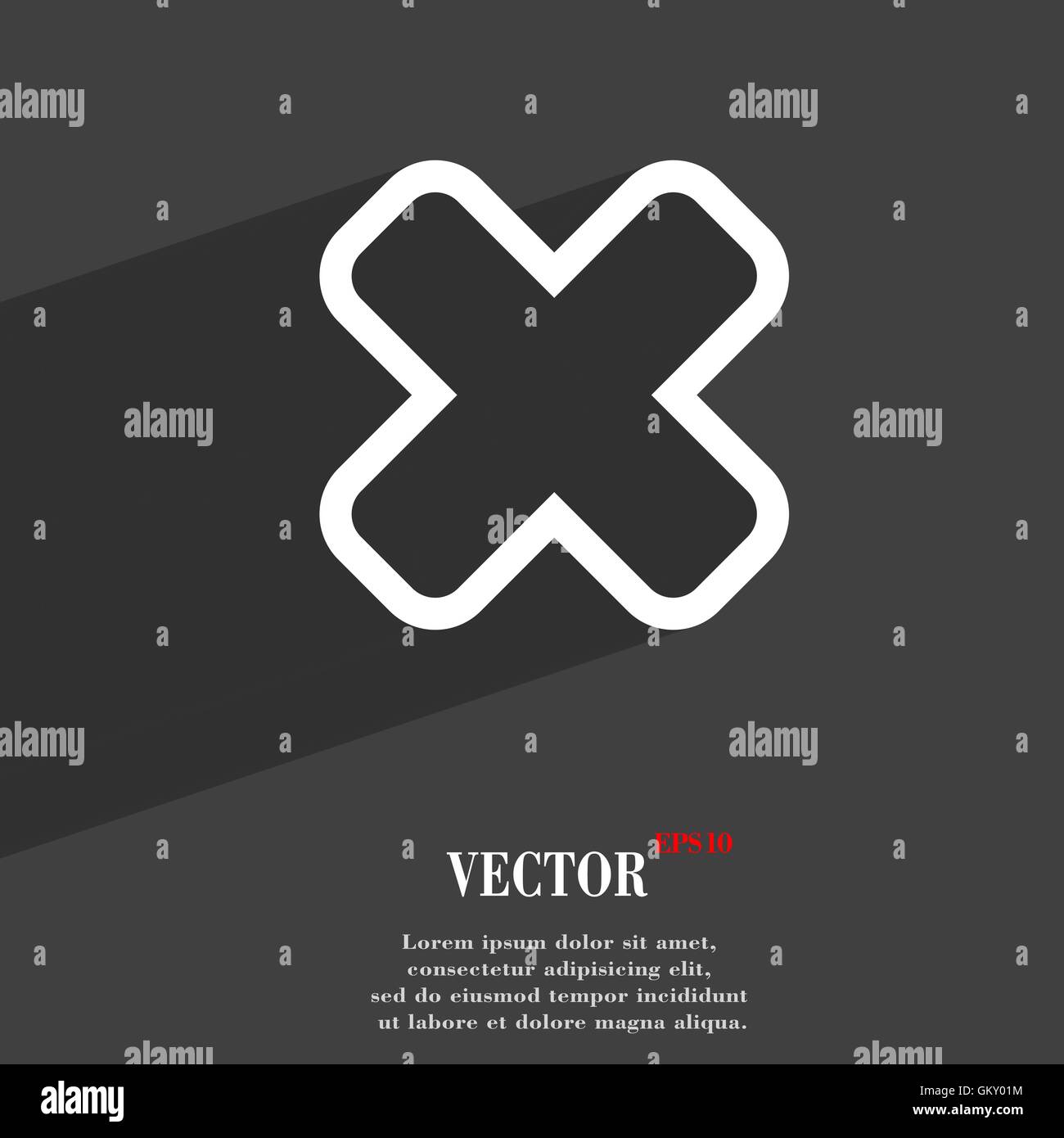 Cancel icon symbol Flat modern web design with long shadow and space ...