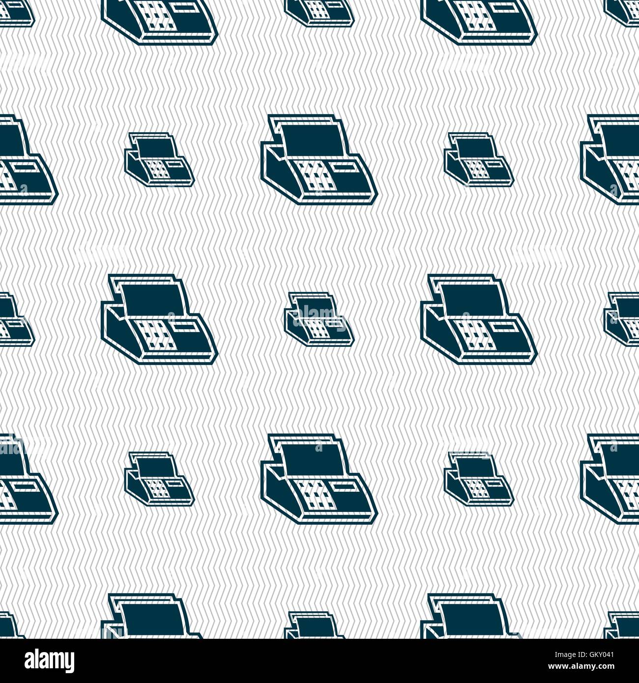Cash register machine icon sign. Seamless pattern with geometric ...