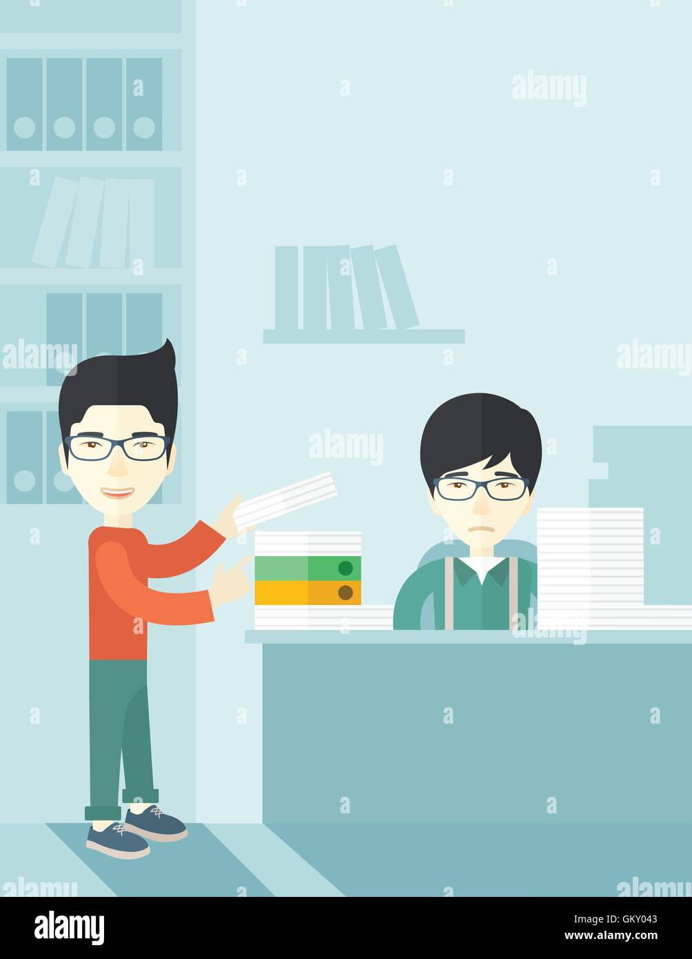 Worried office man desk Stock Vector Images - Alamy