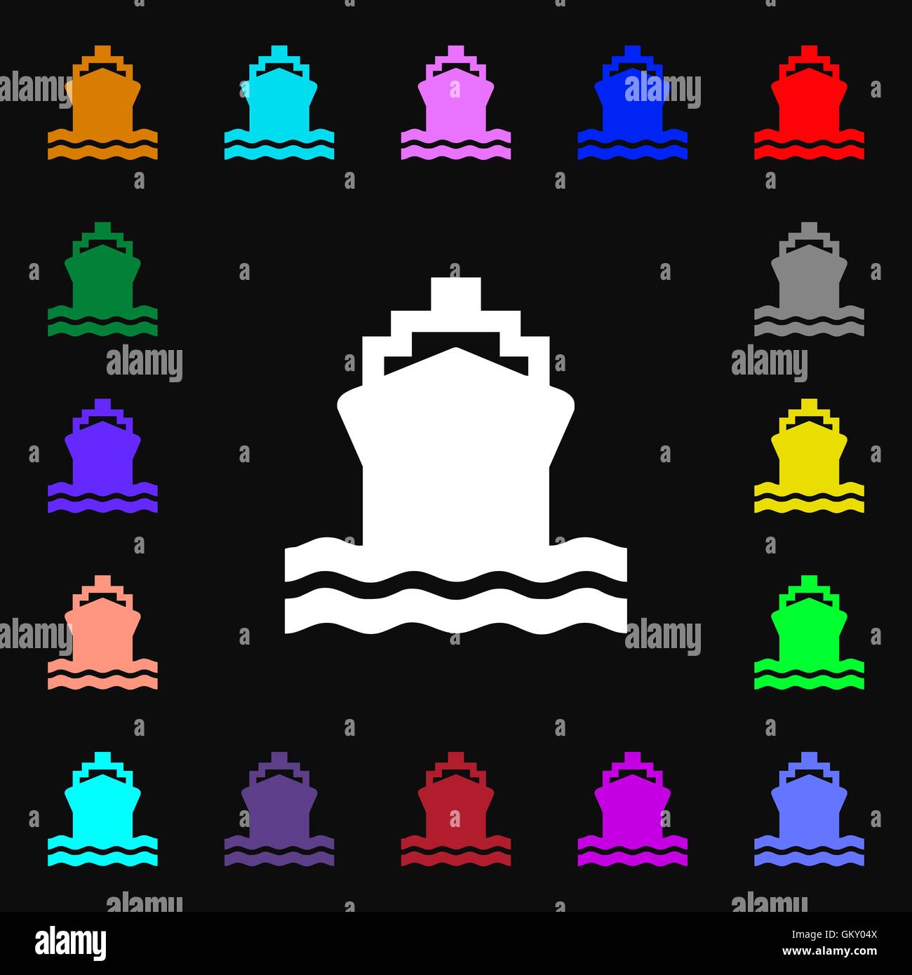 ship iconi sign. Lots of colorful symbols for your design. Vector Stock ...