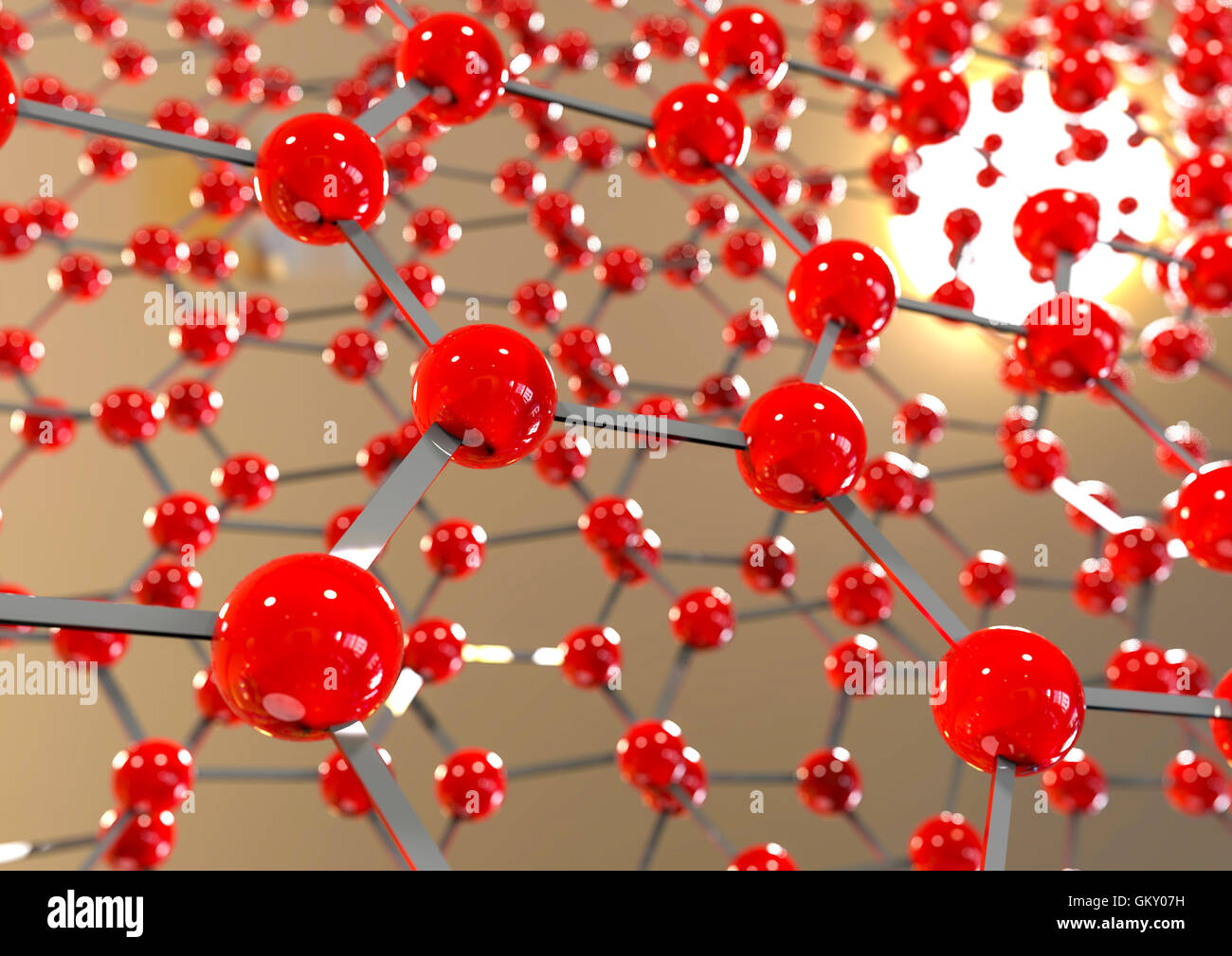 3D render image representing different color molecules strings ...