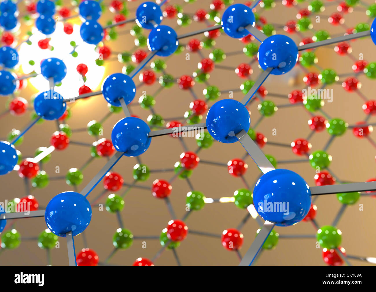 3D render image representing different color molecules strings ...
