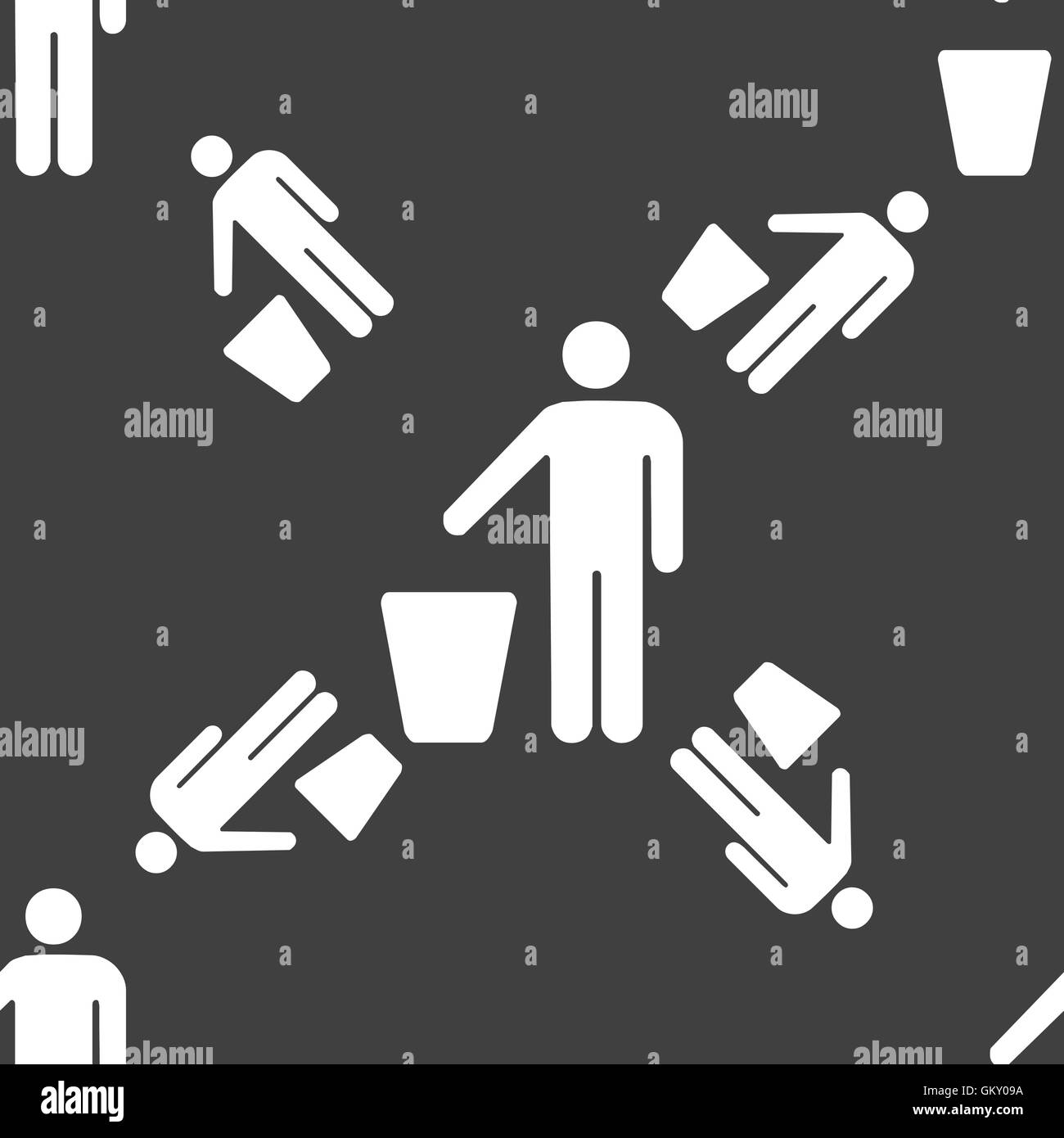throw away the trash icon sign. Seamless pattern on a gray background ...