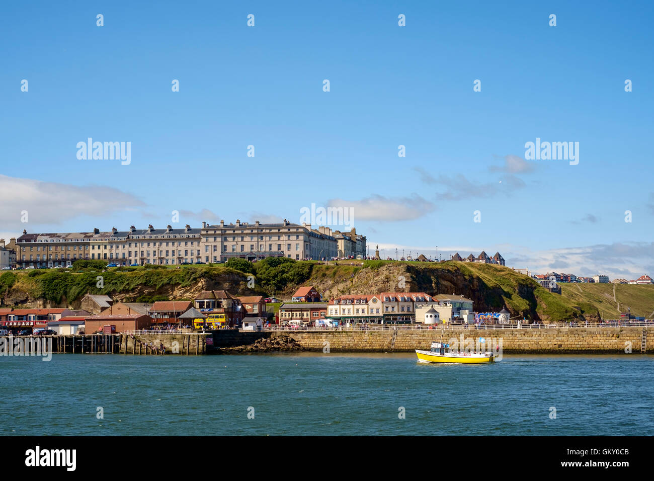 Bay Royal Hotel above Whitby harbour, North Yorkshire, England Stock ...