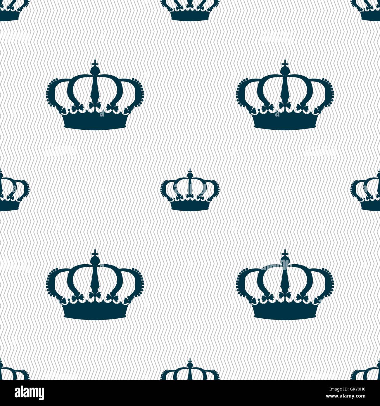 Crown icon sign. Seamless pattern with geometric texture. Vector Stock ...
