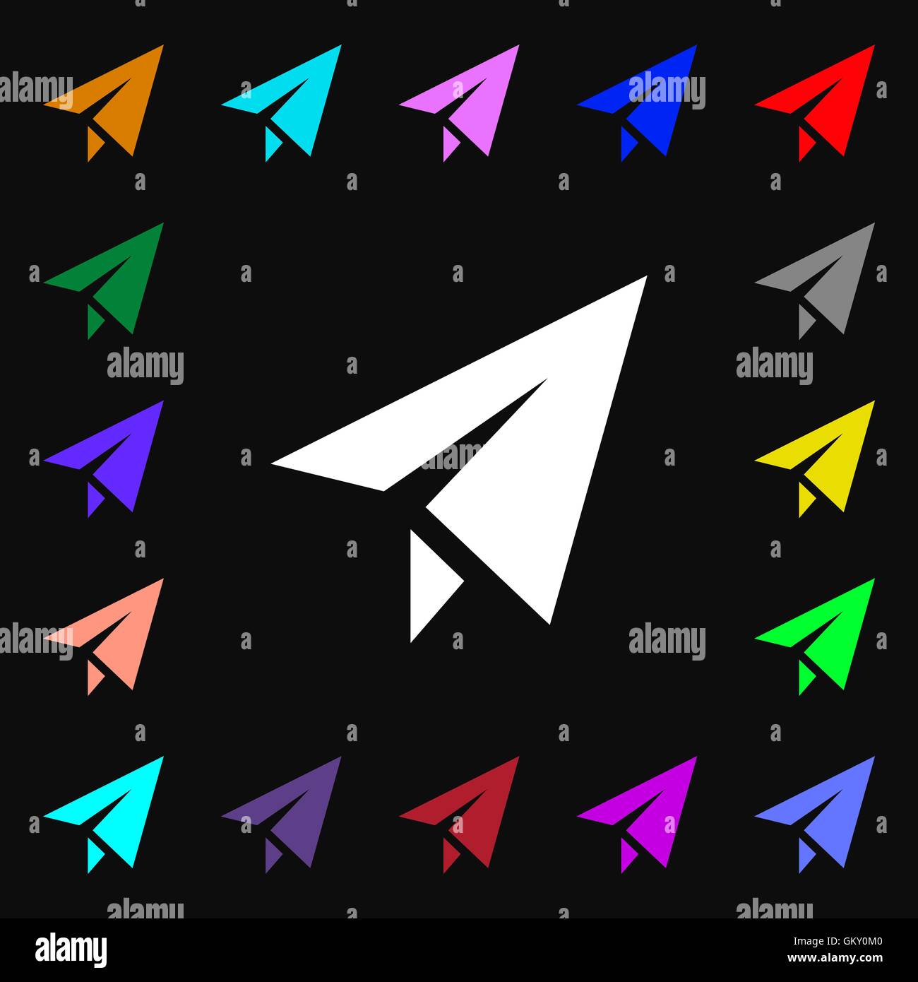 Paper airplane icon sign. Lots of colorful symbols for your design ...