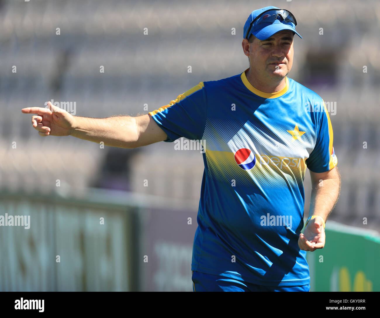 Pakistan coach Mickey Arthur during a nets session at the Ageas Bowl ...