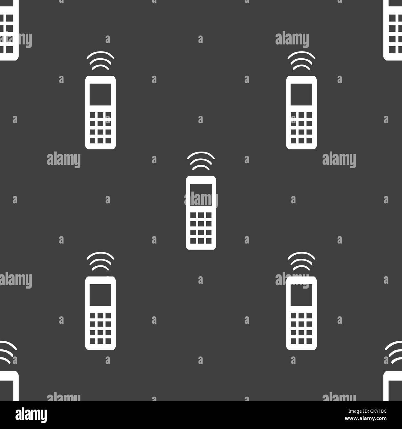 the remote control icon sign. Seamless pattern on a gray background ...