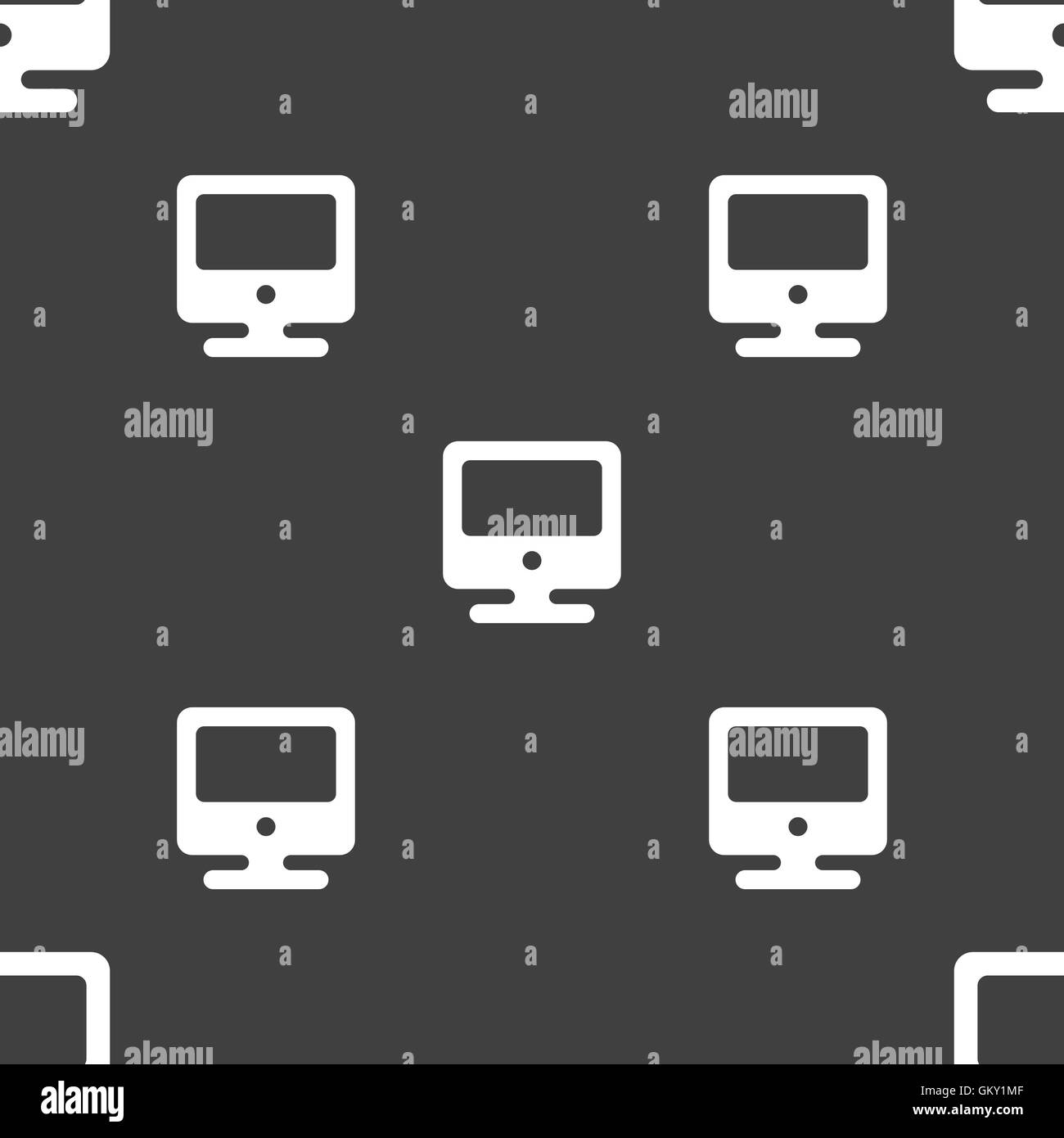 monitor icon sign. Seamless pattern on a gray background. Vector Stock Vector Image & Art - Alamy
