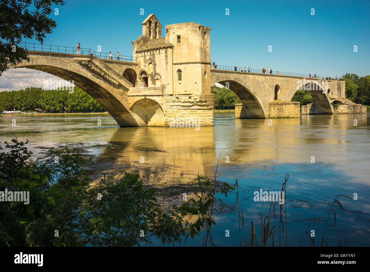 Pont d'Avignon, a famous medieval bridge in the town of Avignon, in ...