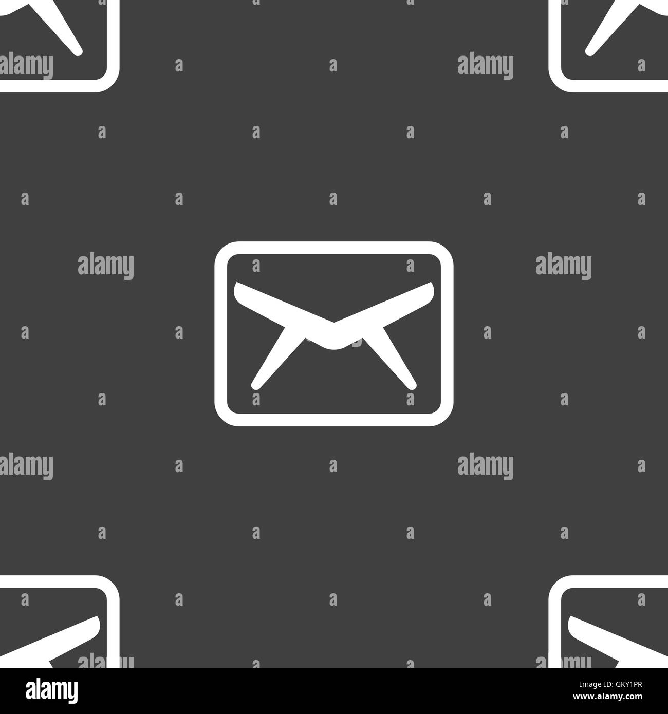 Mail, Envelope, Message icon sign. Seamless pattern on a gray ...