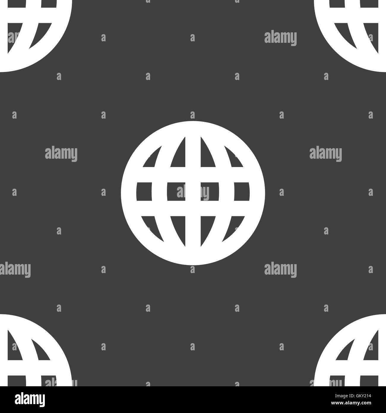 Globe, World map geography icon sign. Seamless pattern on a gray ...