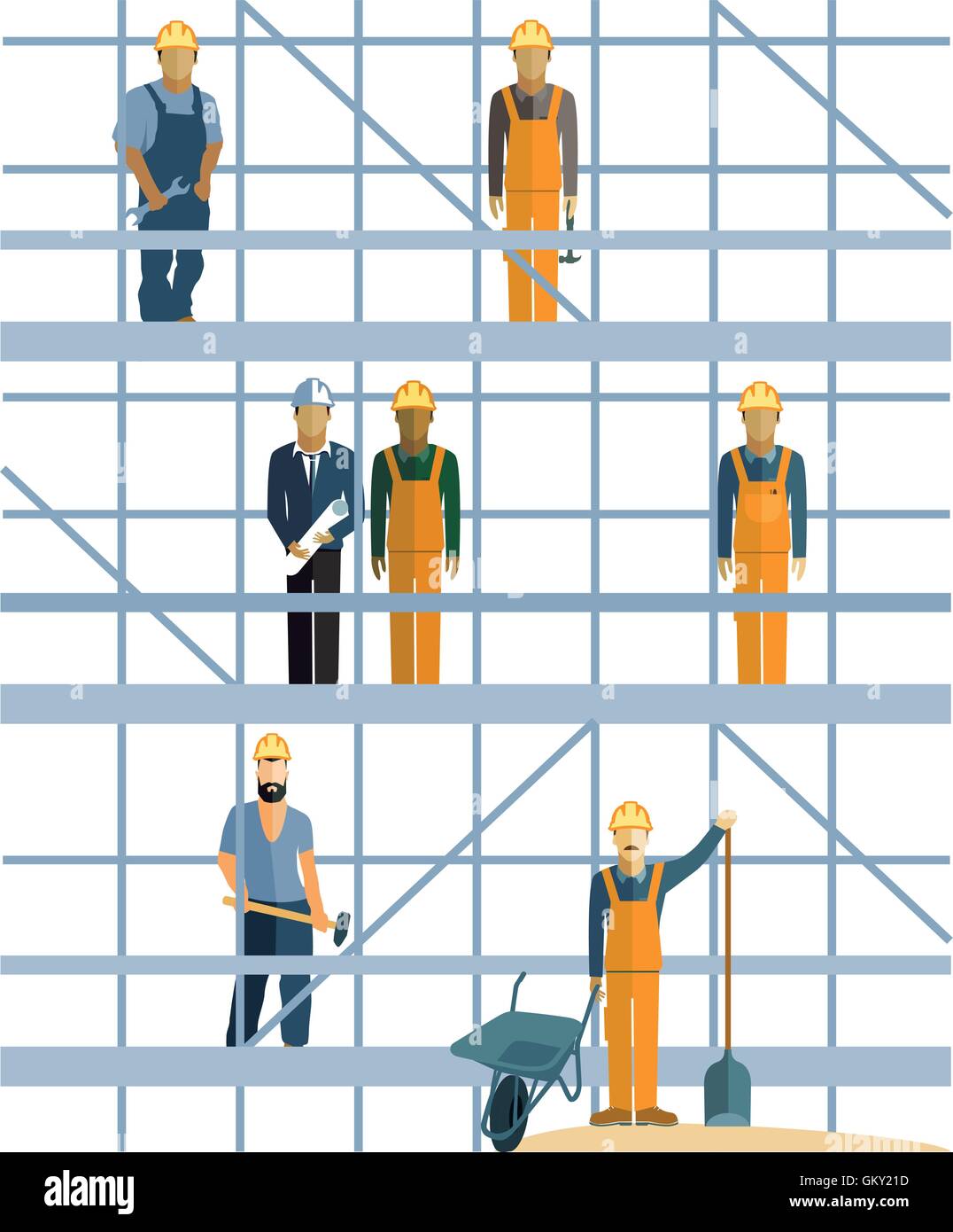 Scaffolding construction workers Stock Vector Images - Alamy