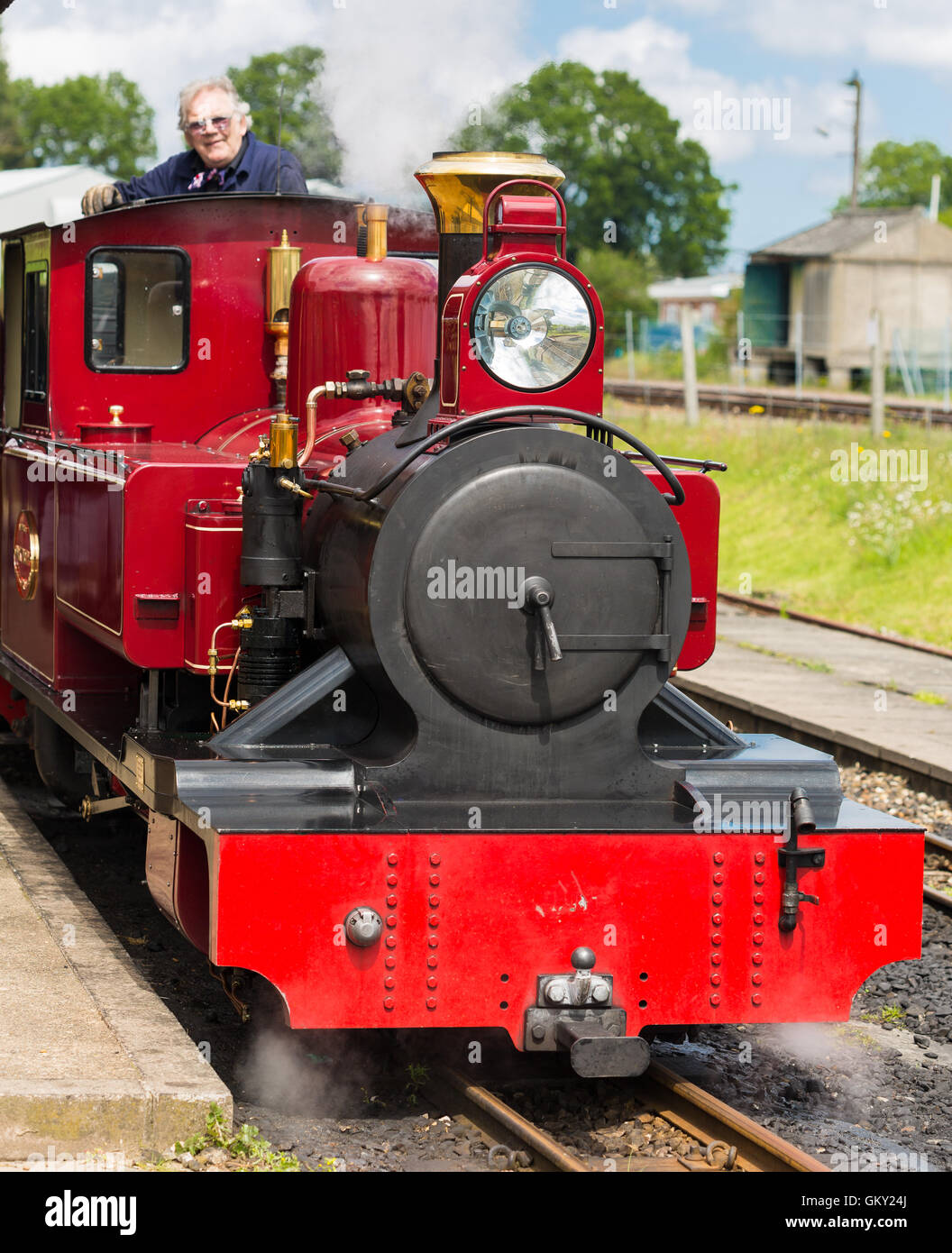Narrow gauge railway locomotive. Wroxham Norfolk Broads England UK ...