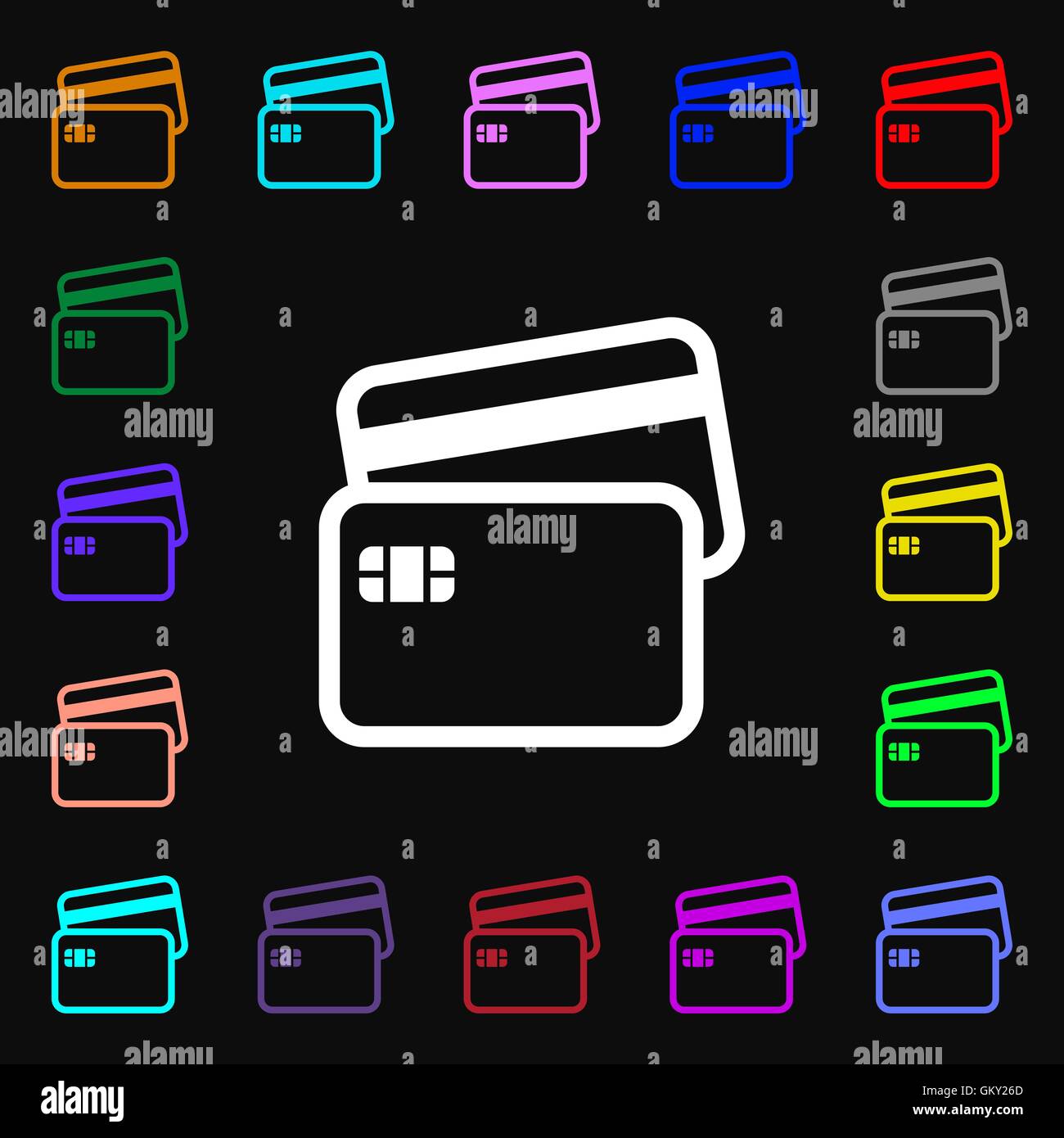 Credit card icon sign. Lots of colorful symbols for your design. Vector ...