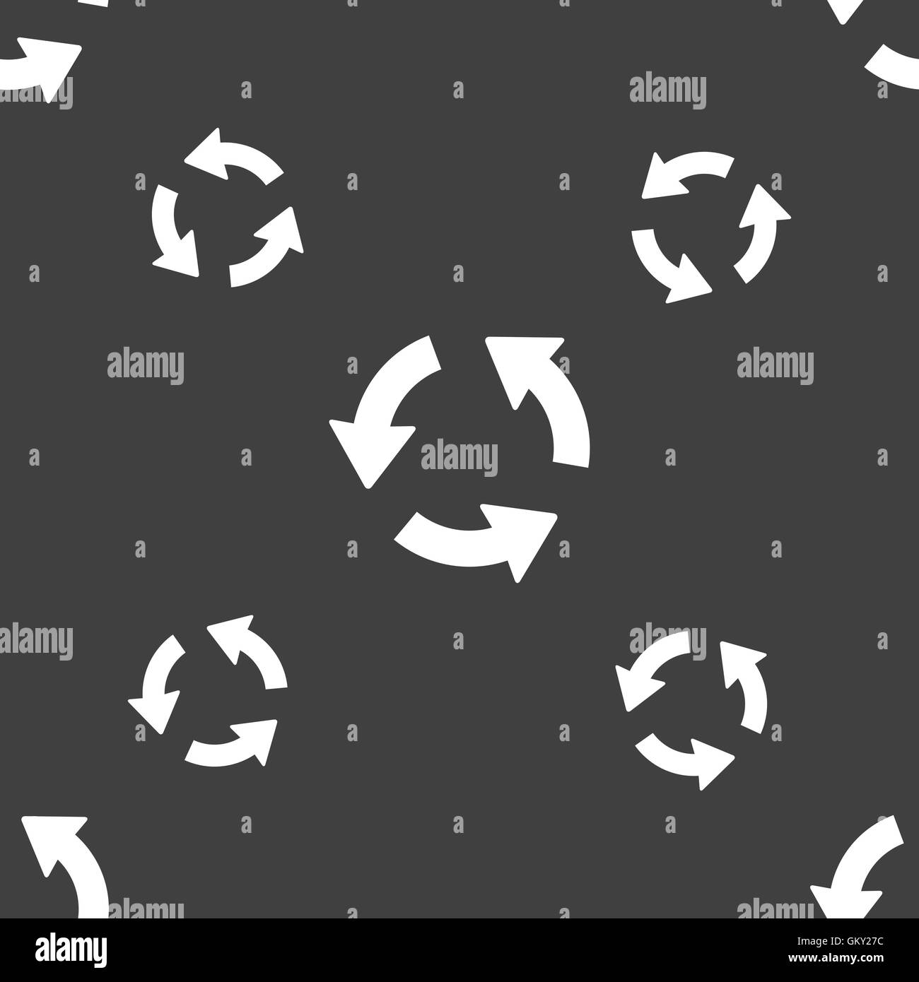 Refresh icon sign. Seamless pattern on a gray background. Vector Stock ...