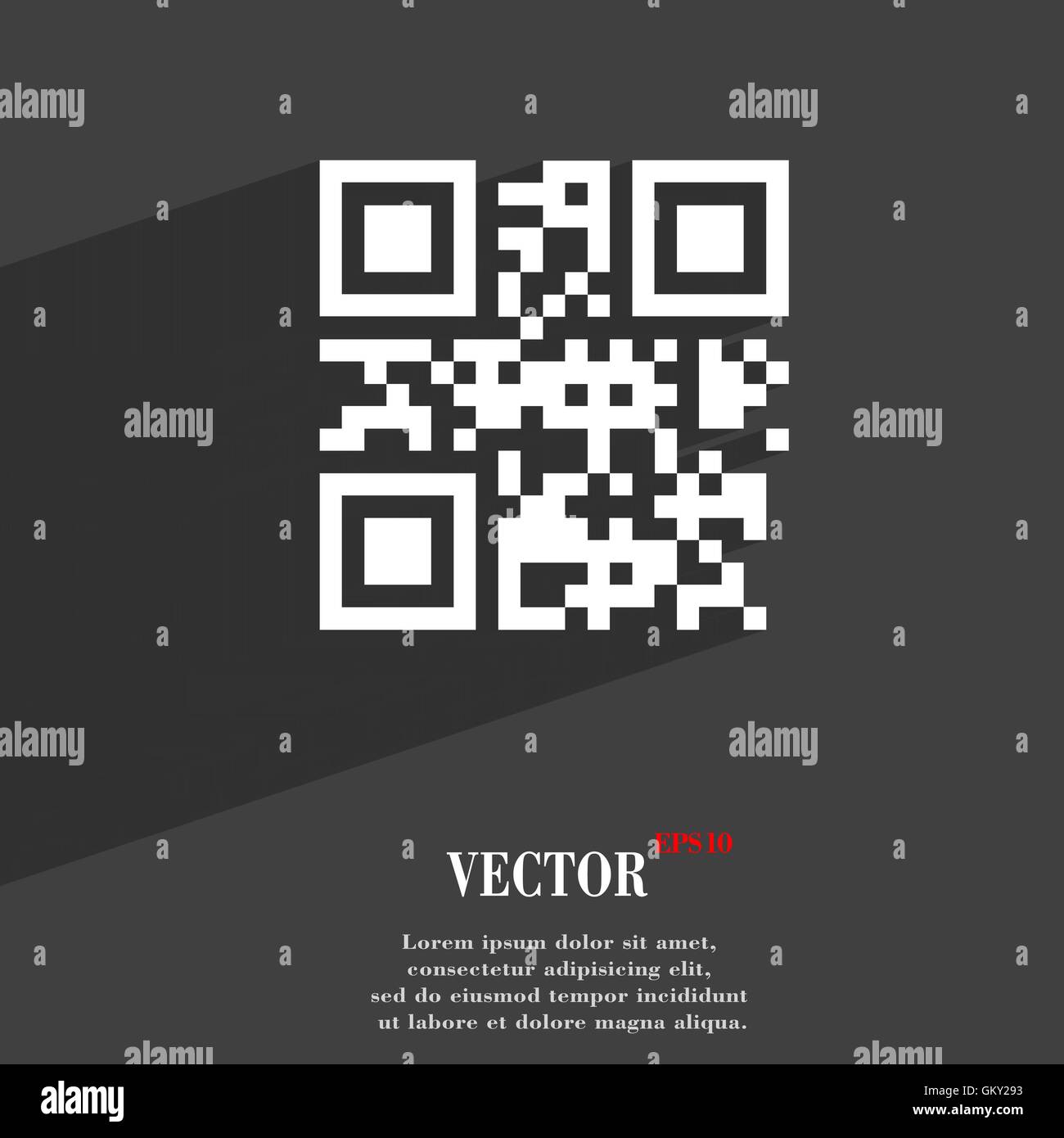 Qr code icon symbol Flat modern web design with long shadow and space ...