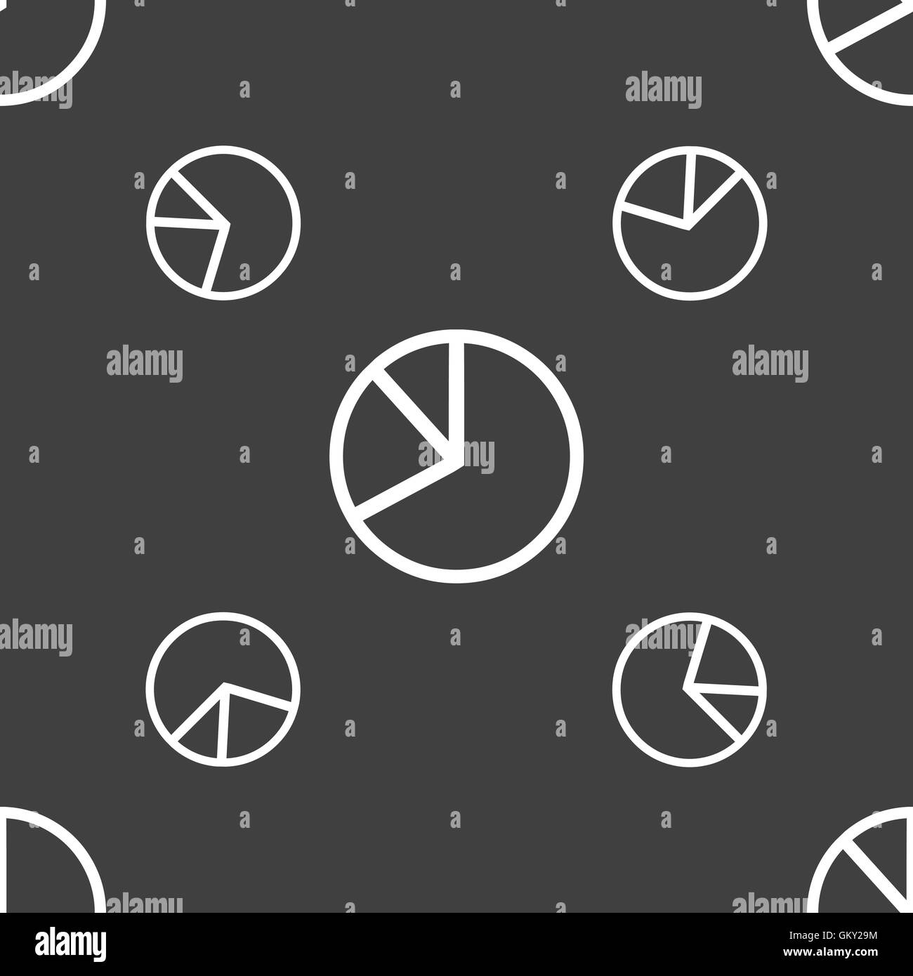 Pie chart graph icon sign. Seamless pattern on a gray background ...